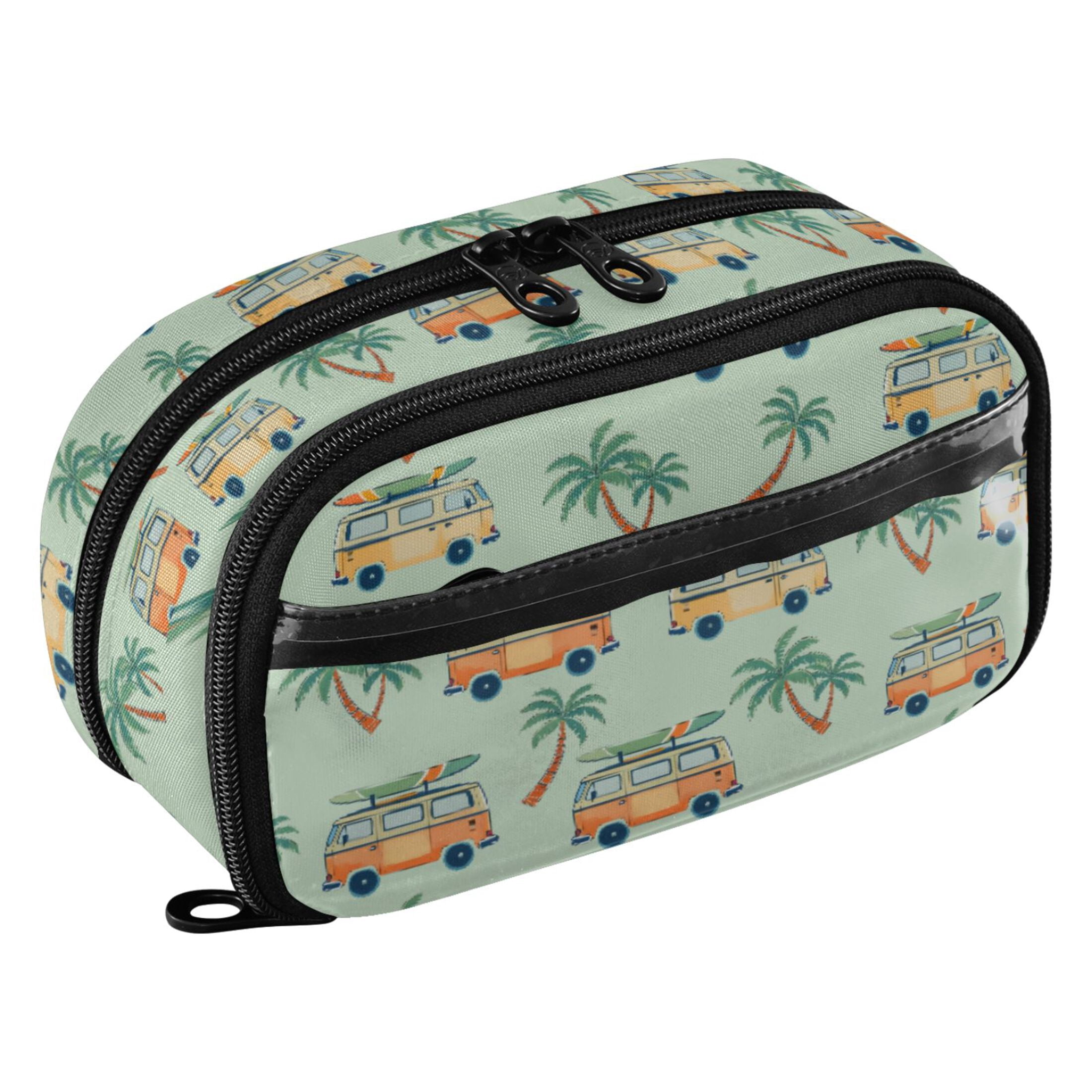 Bus Palm Tree PVC Pencil Case Water-Repellent Clear Window Pencil Bag ...