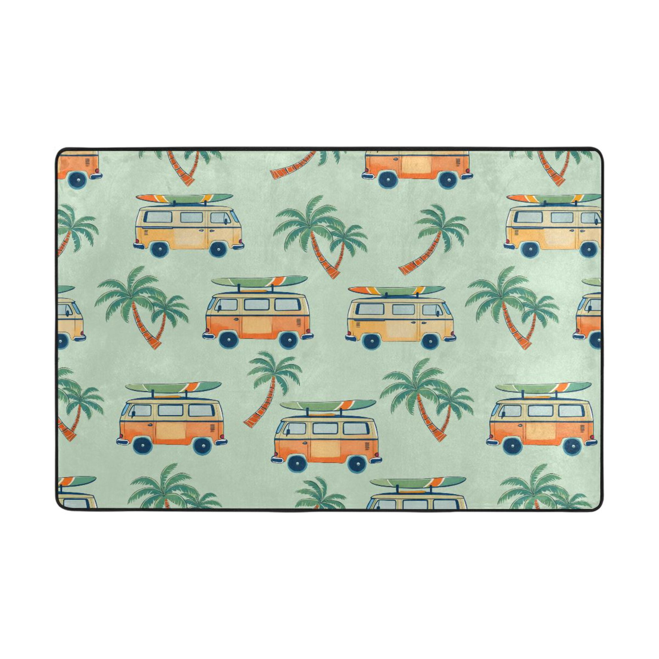 Bus Palm Tree Rug 72x48in Memory Foam Absorbent Non Slip Plush for ...