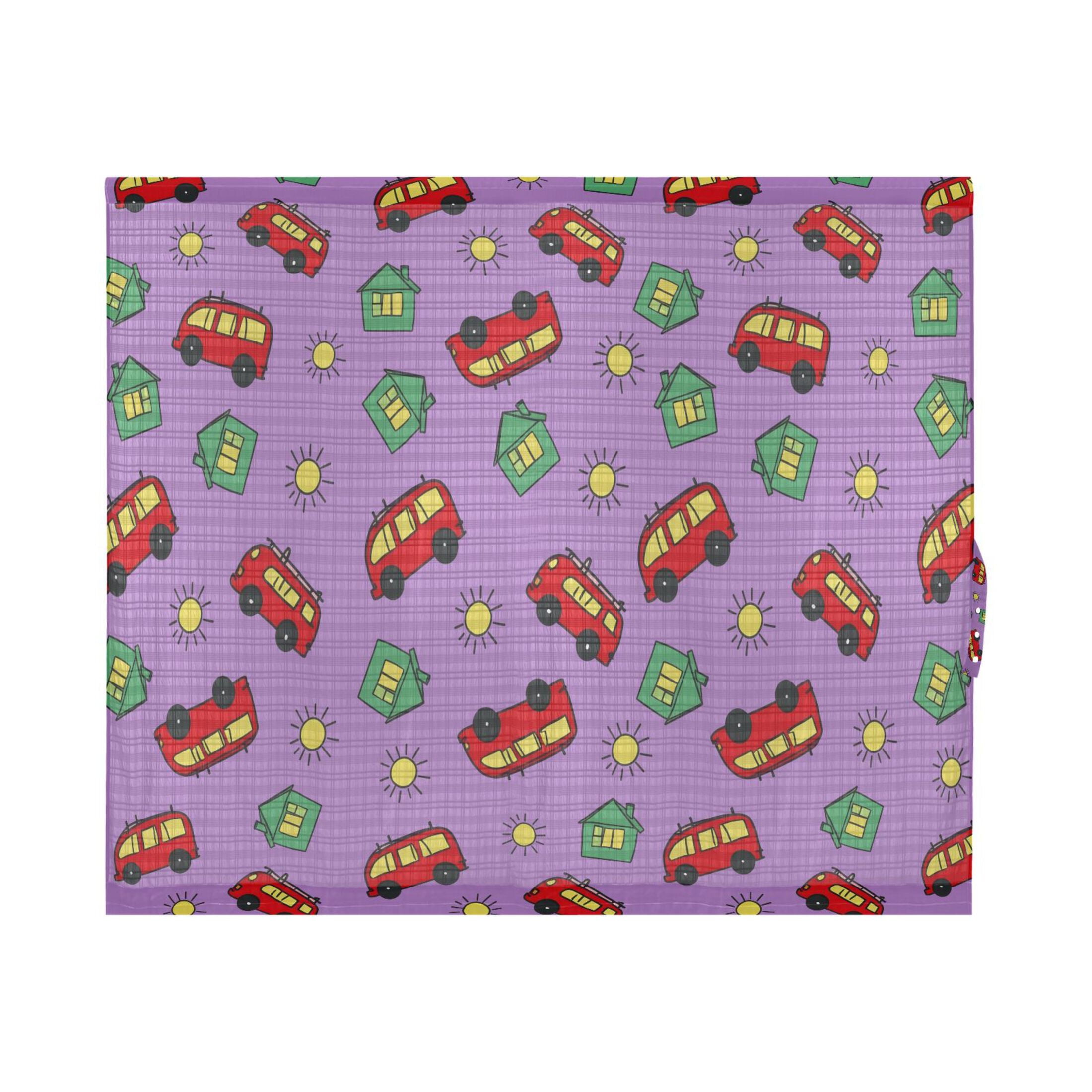 Bus Pattern Door Curtain Blackout Thermal Insulated Door Side Curtain ...