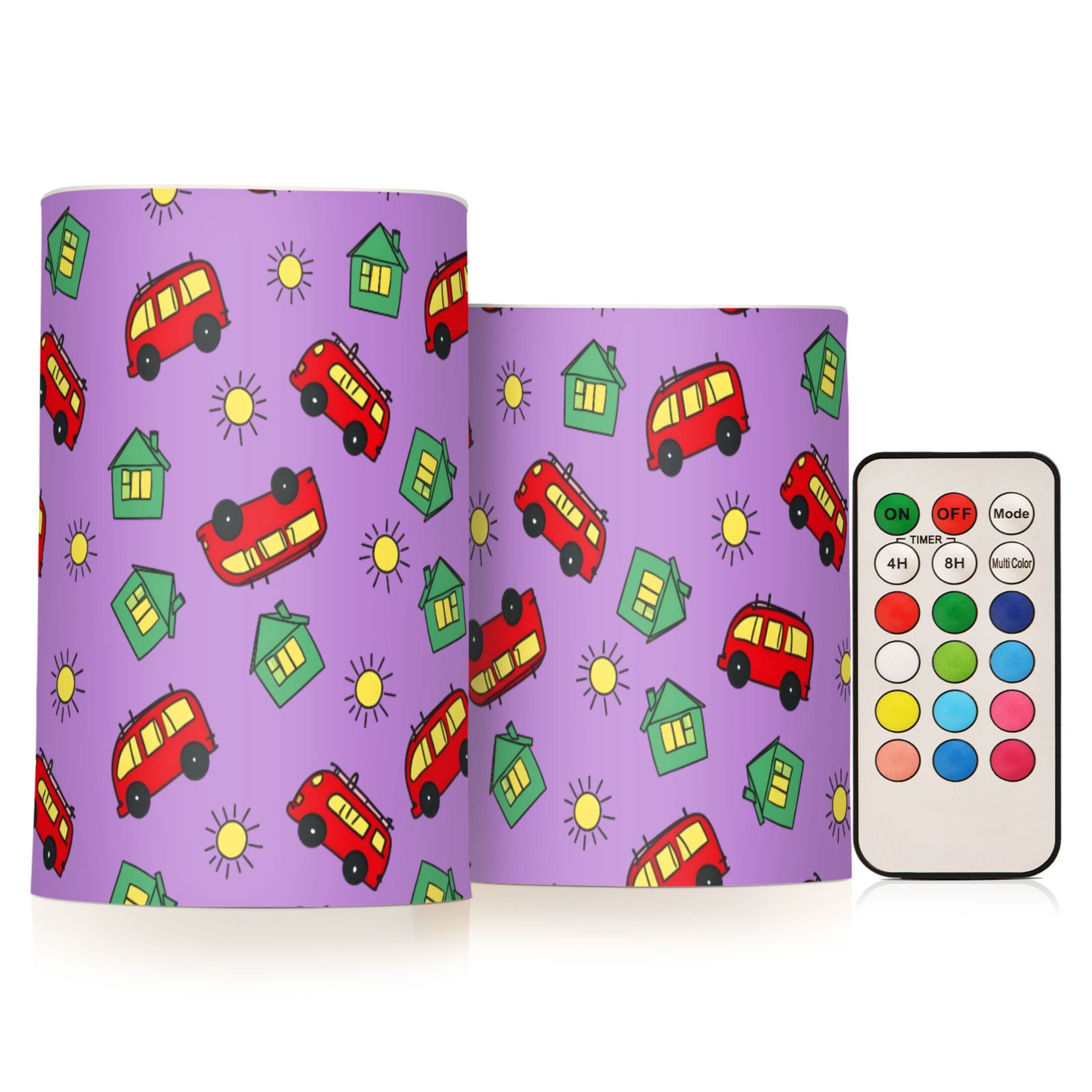 Bus Pattern Flameless LED Candle Set with Remote, Battery Operated ...