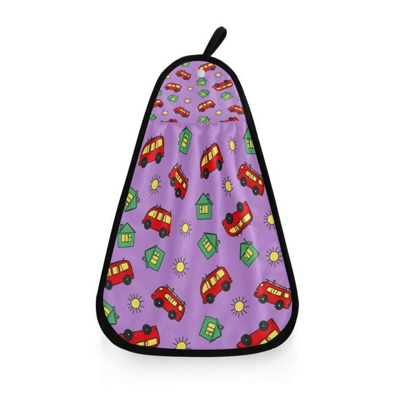 Bus Pattern Hand Towel Quick Drying Home Storage Kitchen Towel Hooks ...