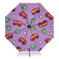 Bus Pattern Umbrella Folding Sun Umbrella Travel Auto Open Close Large ...