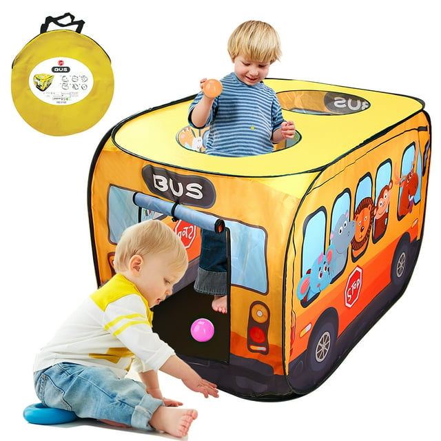 Bus Pop Up Play Tent for Kids Boys & Girls Indoor Outdoor Playhouse Toy ...