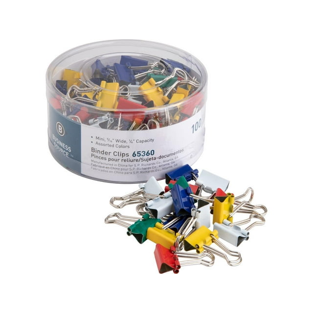 Bus. Source Colored Fold-back Binder Clips - Walmart.com
