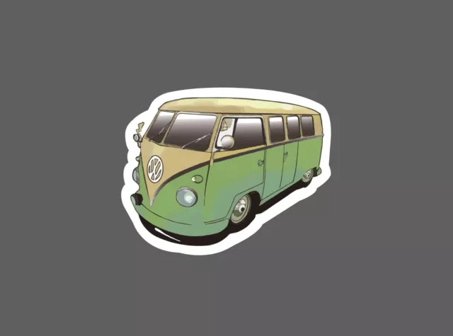 Bus Sticker Green Retro Waterproof Sticker Phone Decal Water Bottle ...