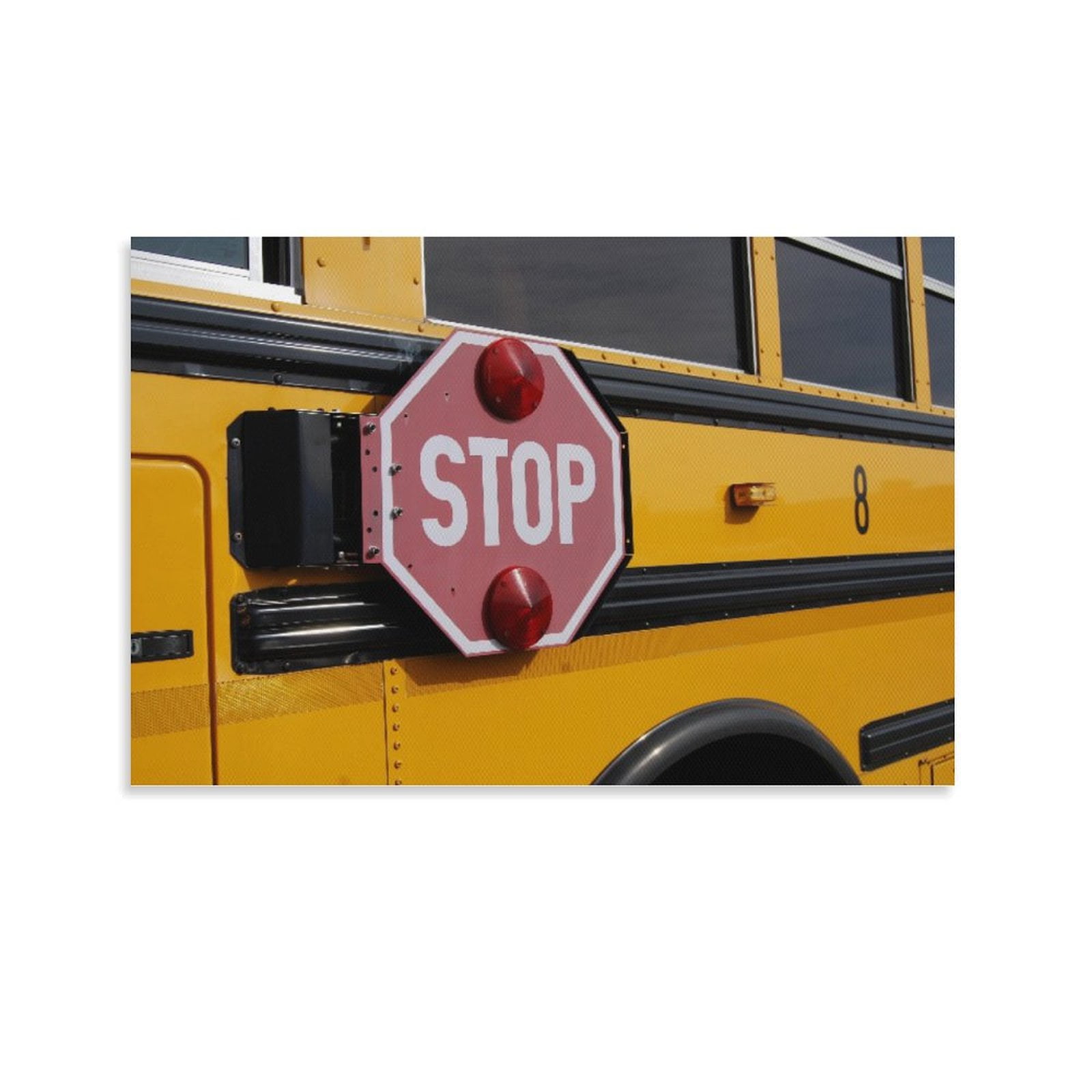 Bus Stop Sign Yellow Schoolbus Poster Decorative Painting Canvas Wall ...