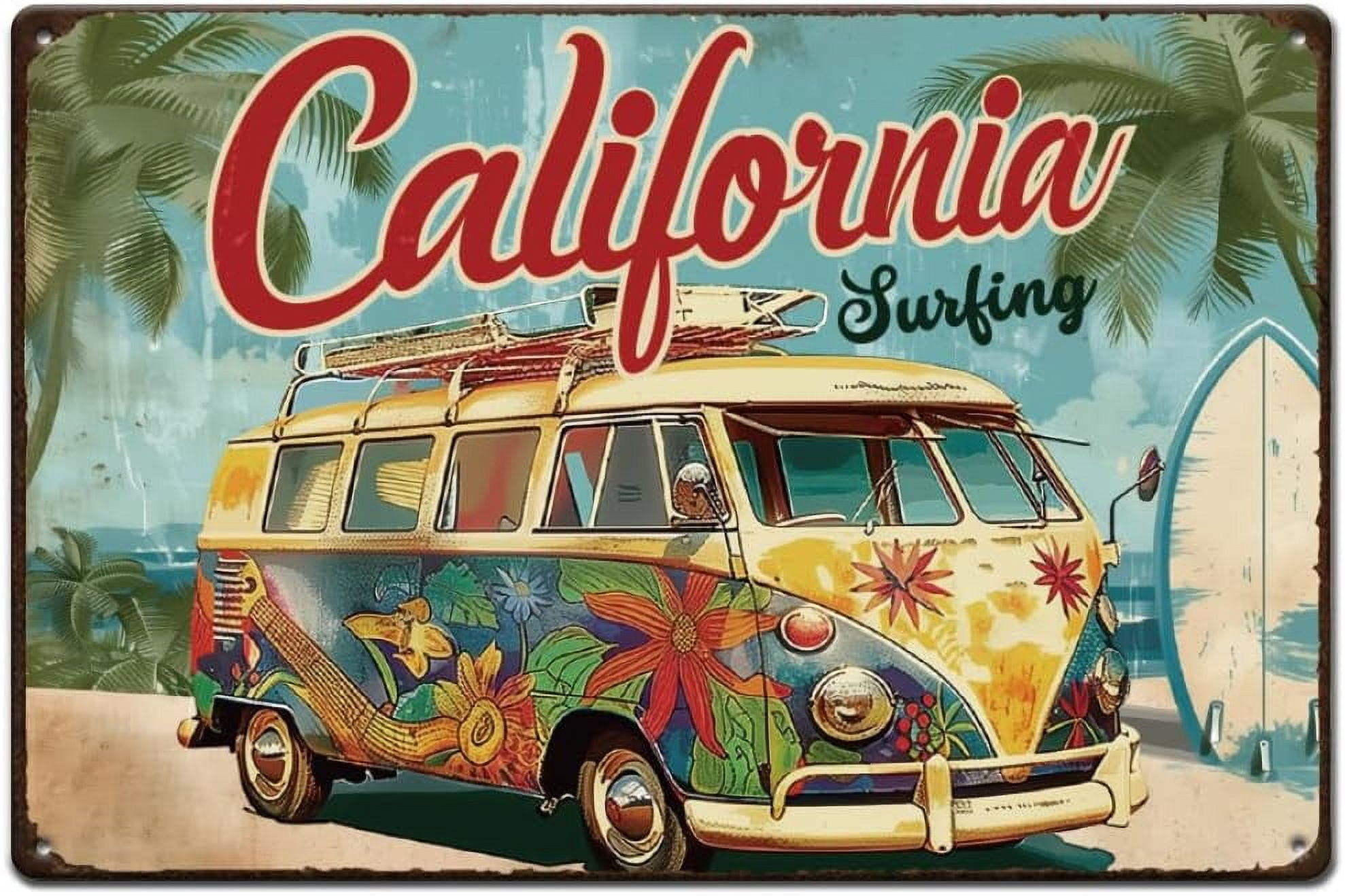 Bus Tin Signs Hanging Metal Posters Vintage Metal Tin Signs California ...
