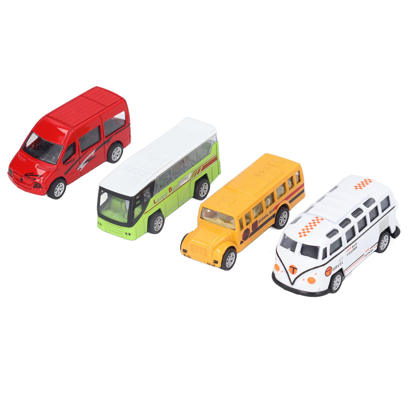 Bus Toy Die Cast Model Pull Back Cars, 4Pcs Kids Play Vehicles Alloy ...