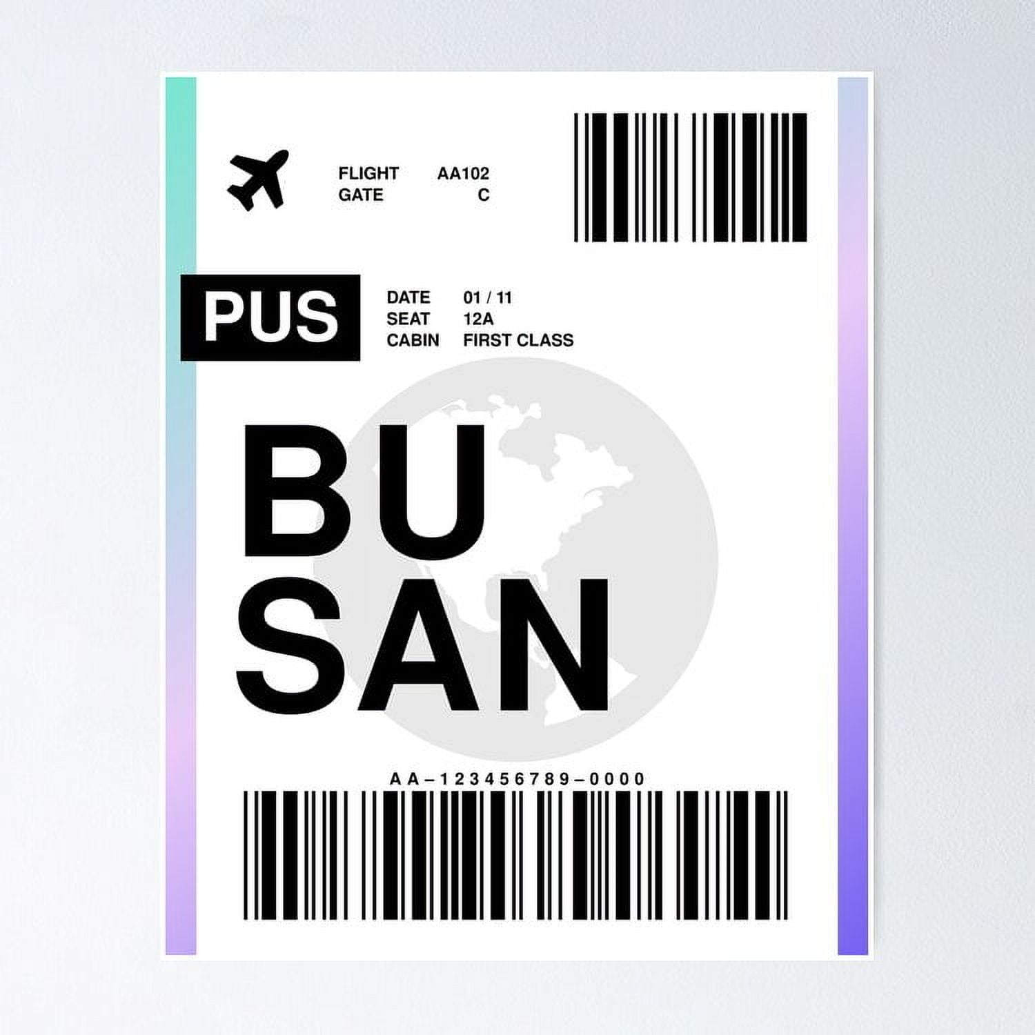 Busan Boarding Pass Poster, 24x36 UNFRAMED - Walmart.com