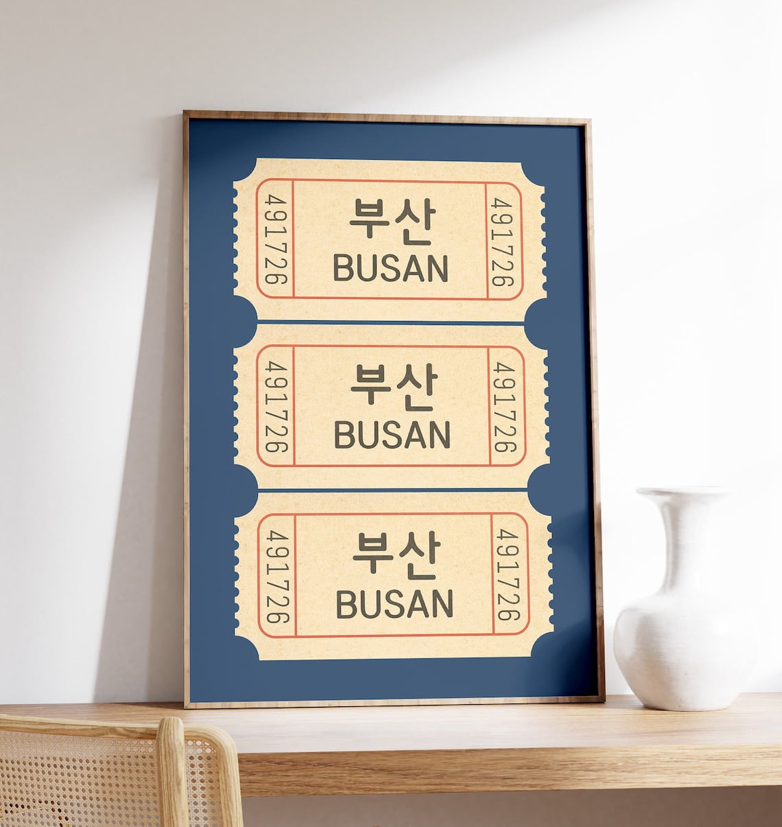 Busan Ticket Print (Blue Background), Korean Wall Art, Wanderlust And ...