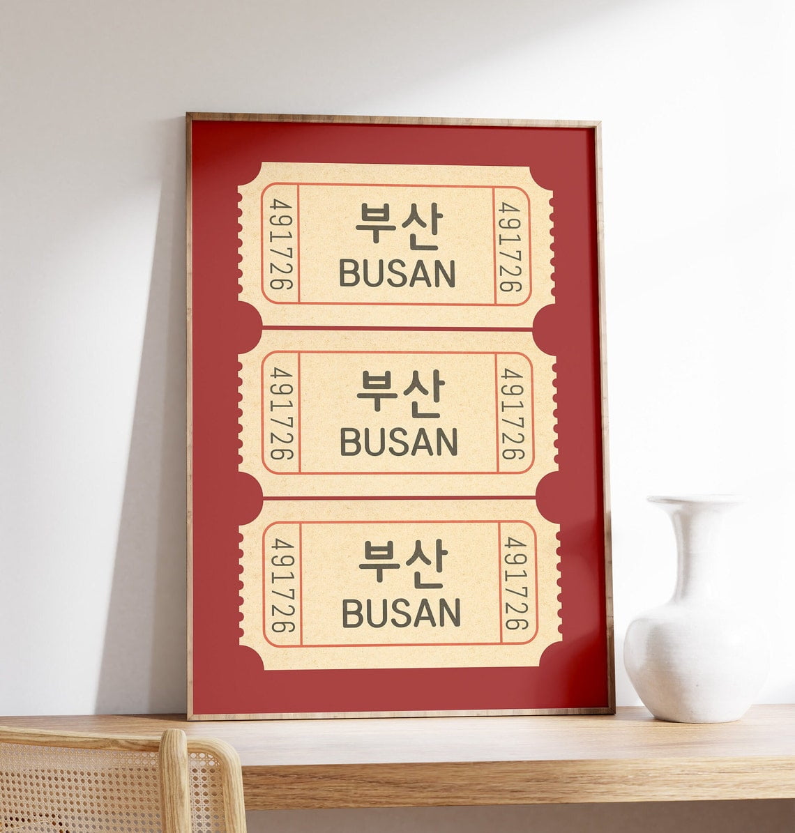 Busan Ticket Print (Red Background), Korean Wall Art, Wanderlust And ...