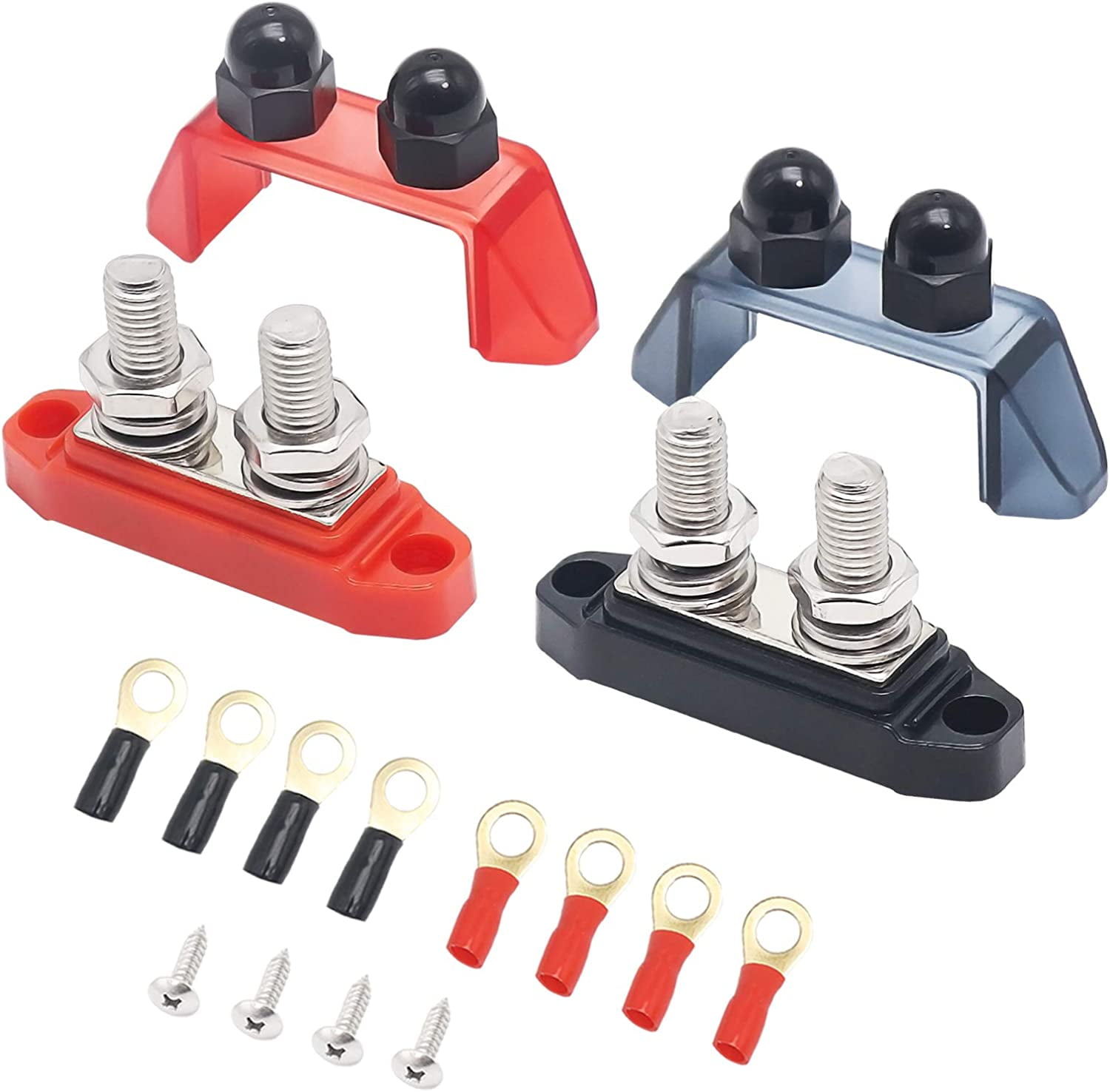 Busbar Dual 3/8” Studs Terminal Power Distribution Block with Ring ...