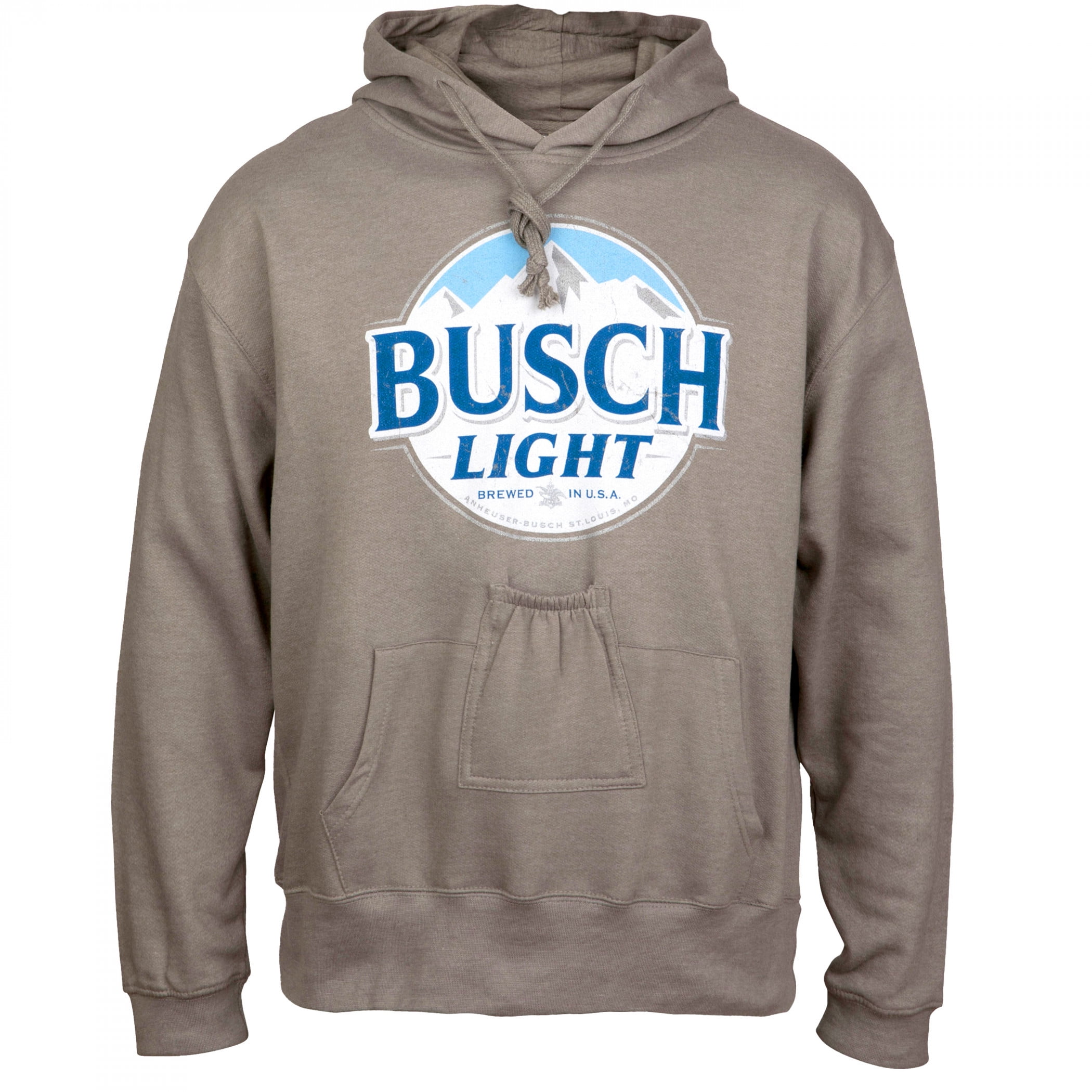Busch 43116-Large Busch Light Mens Grey Round Logo Beer Pouch Hoodie ...