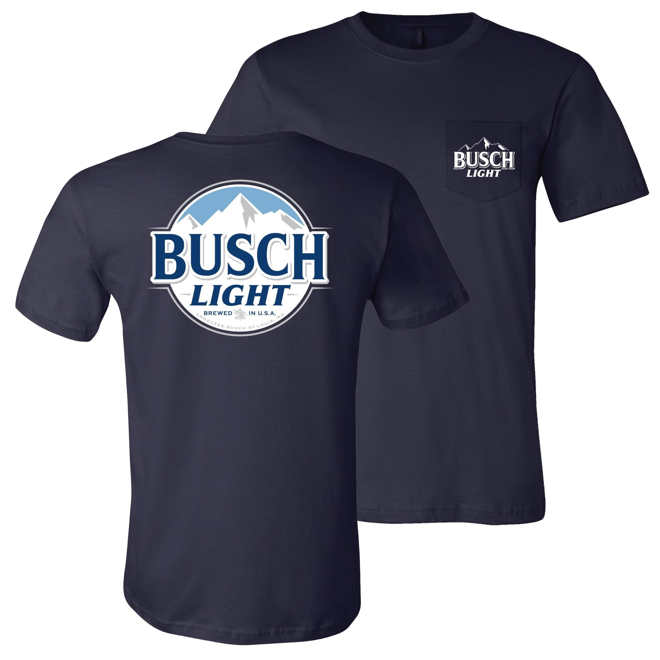 Busch Light Blue Front & Back Pocket Merchandise Apparel T-Shirt ...