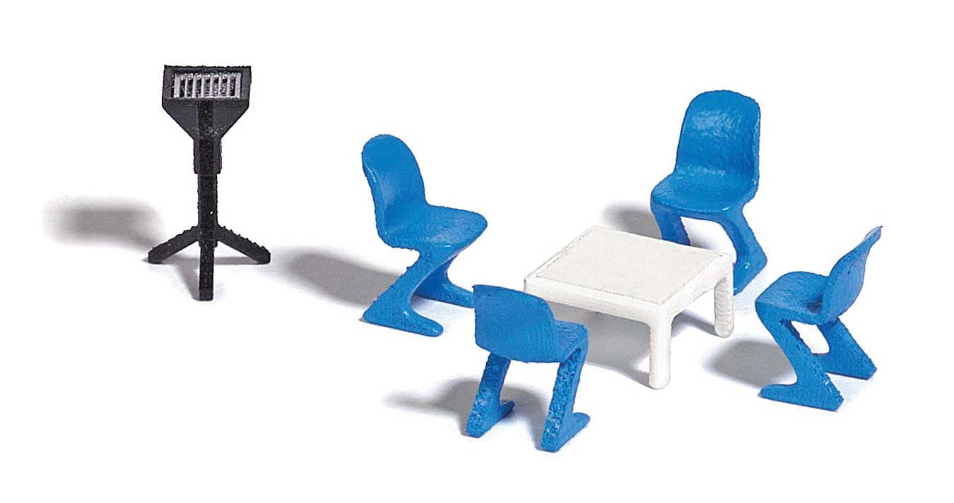 Busch HO Scale Garden Furniture Set (Retro Table, 4 Chairs, Grill ...