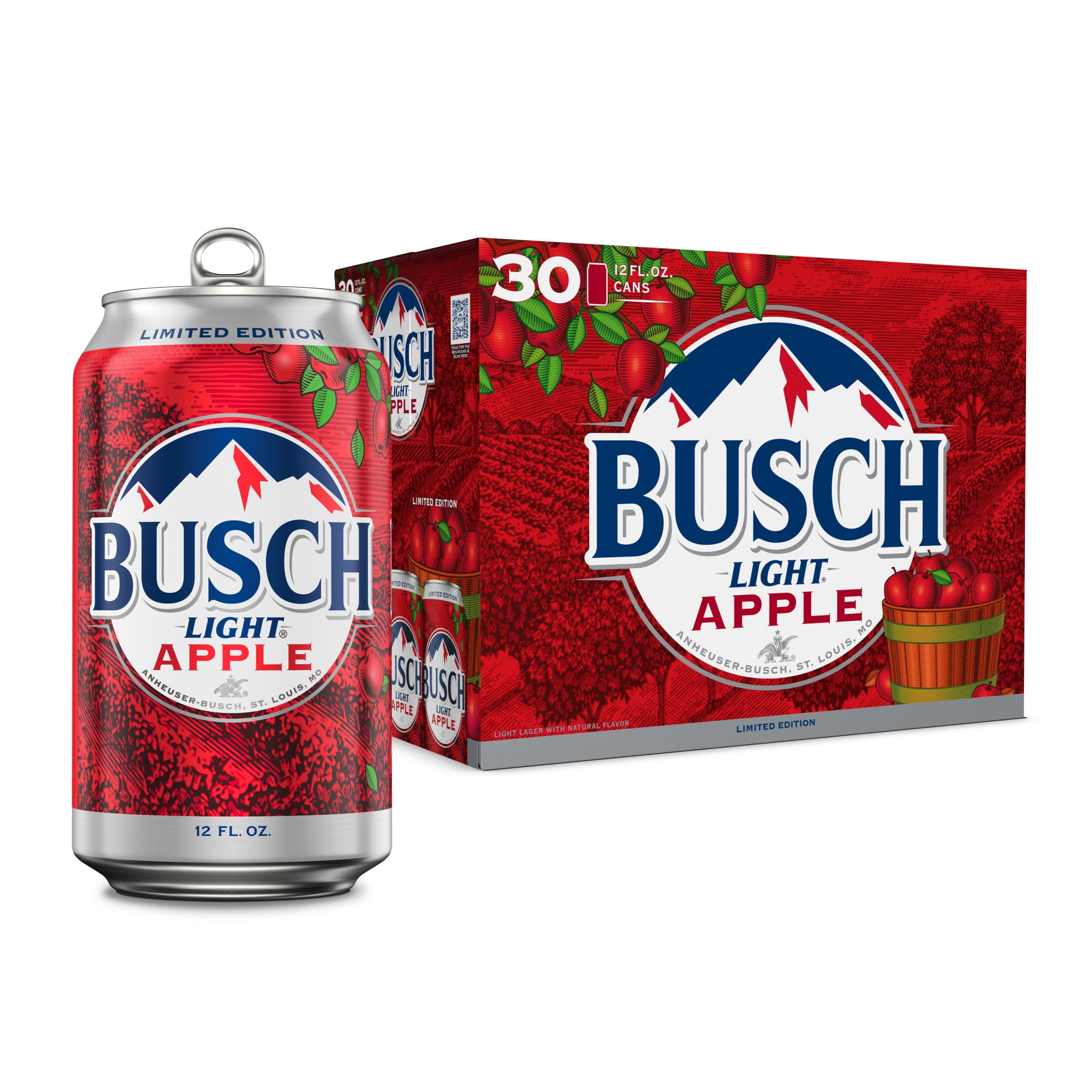 Busch Light Apple American Lager Beer 30 Pack, 12 fl oz Cans , 4.1% ABV ...