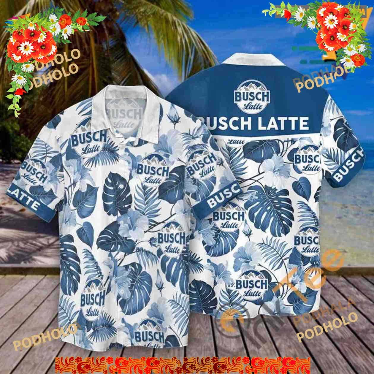 Busch Light Beer Hawaiian Button Up Shirt Outfit - Walmart.com