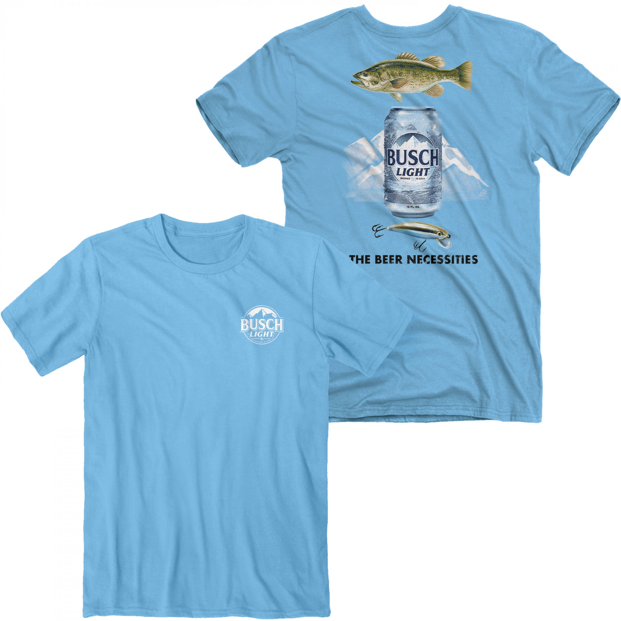 Busch Light Fishing The Beer Necessities Front and Back Print T-Shirt ...