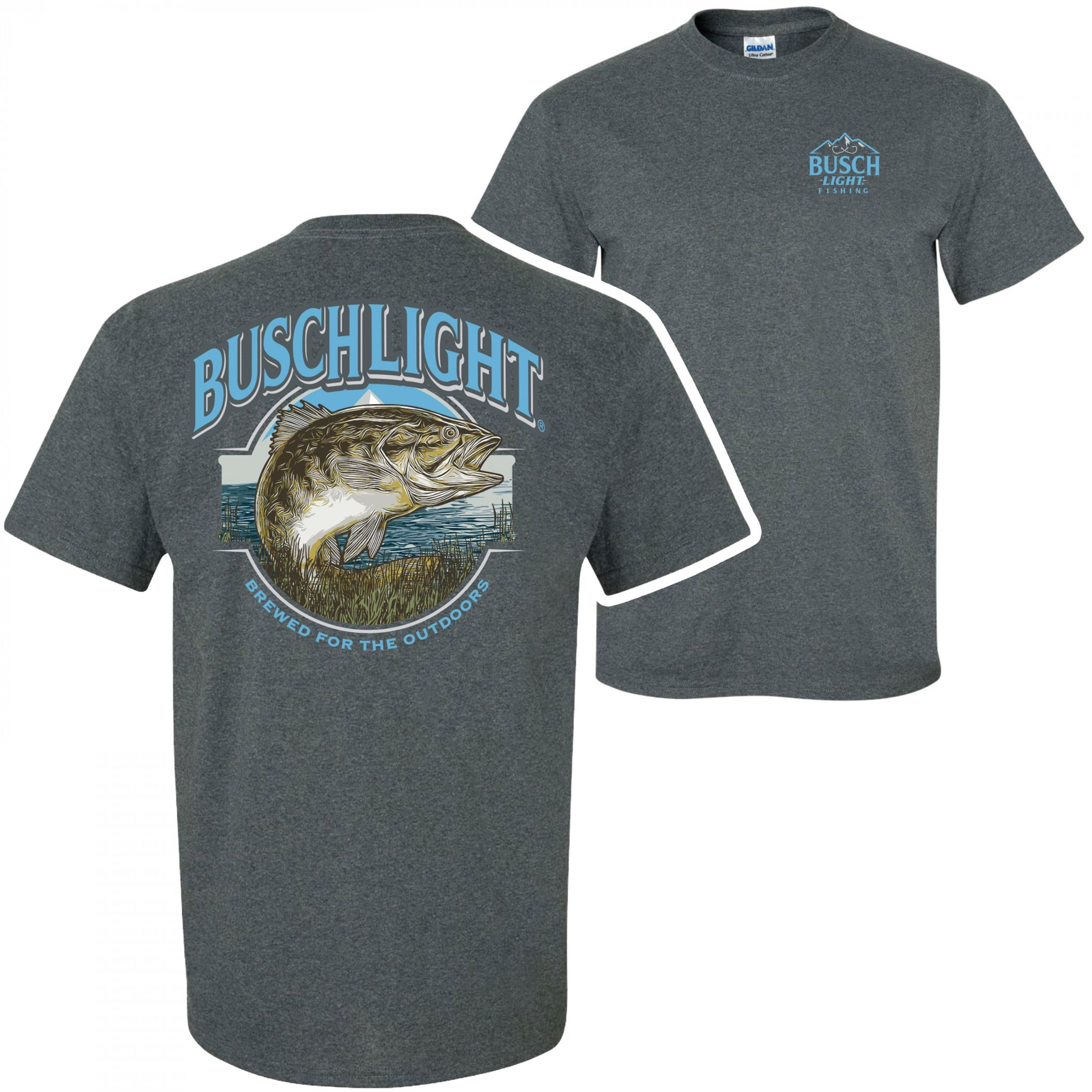 Busch Light Out Fishing Grey Colorway Front and Back Print T-Shirt ...