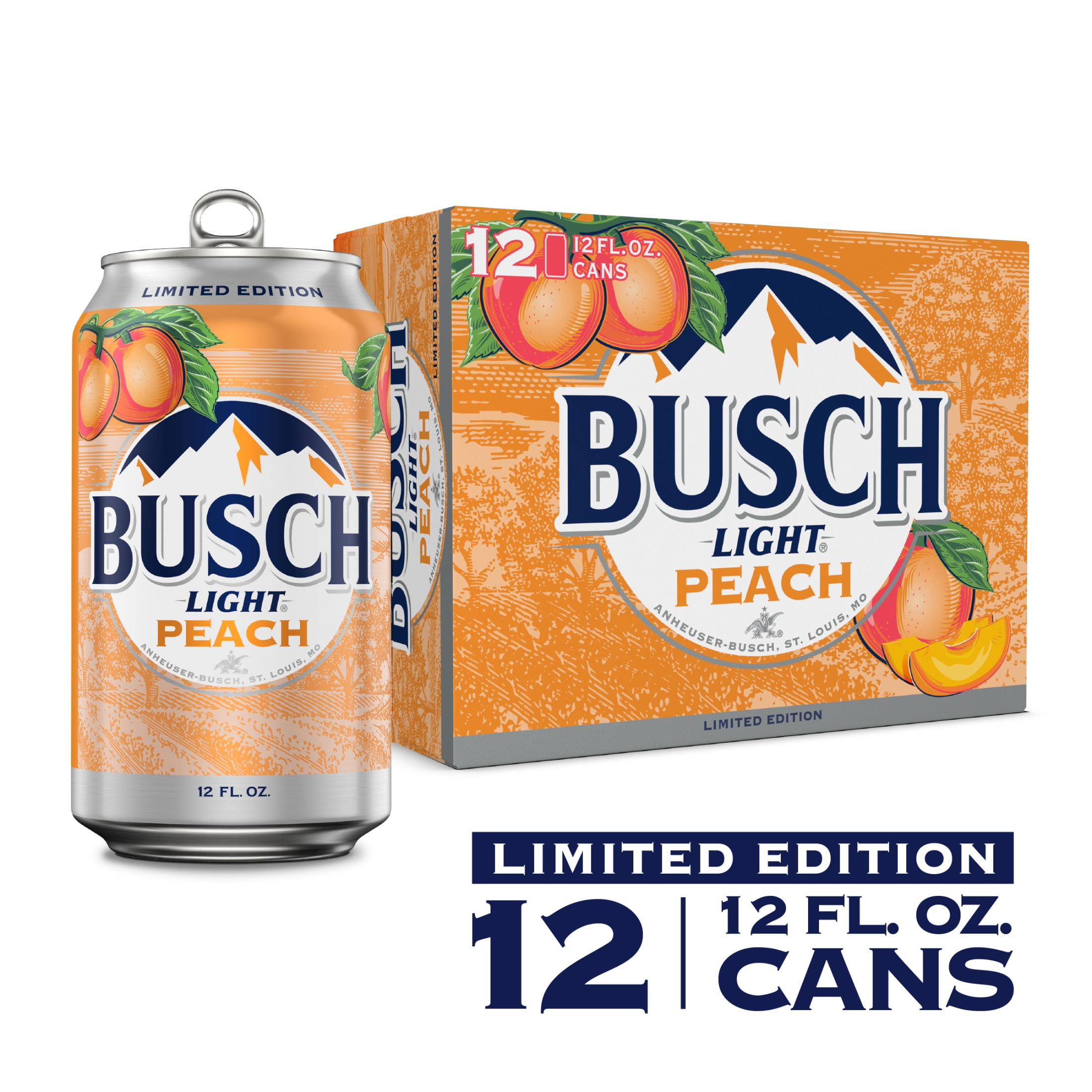 Busch Light Peach Beer 12, 12 fl oz Cans, Domestic, 4.1% ABV - Walmart.com