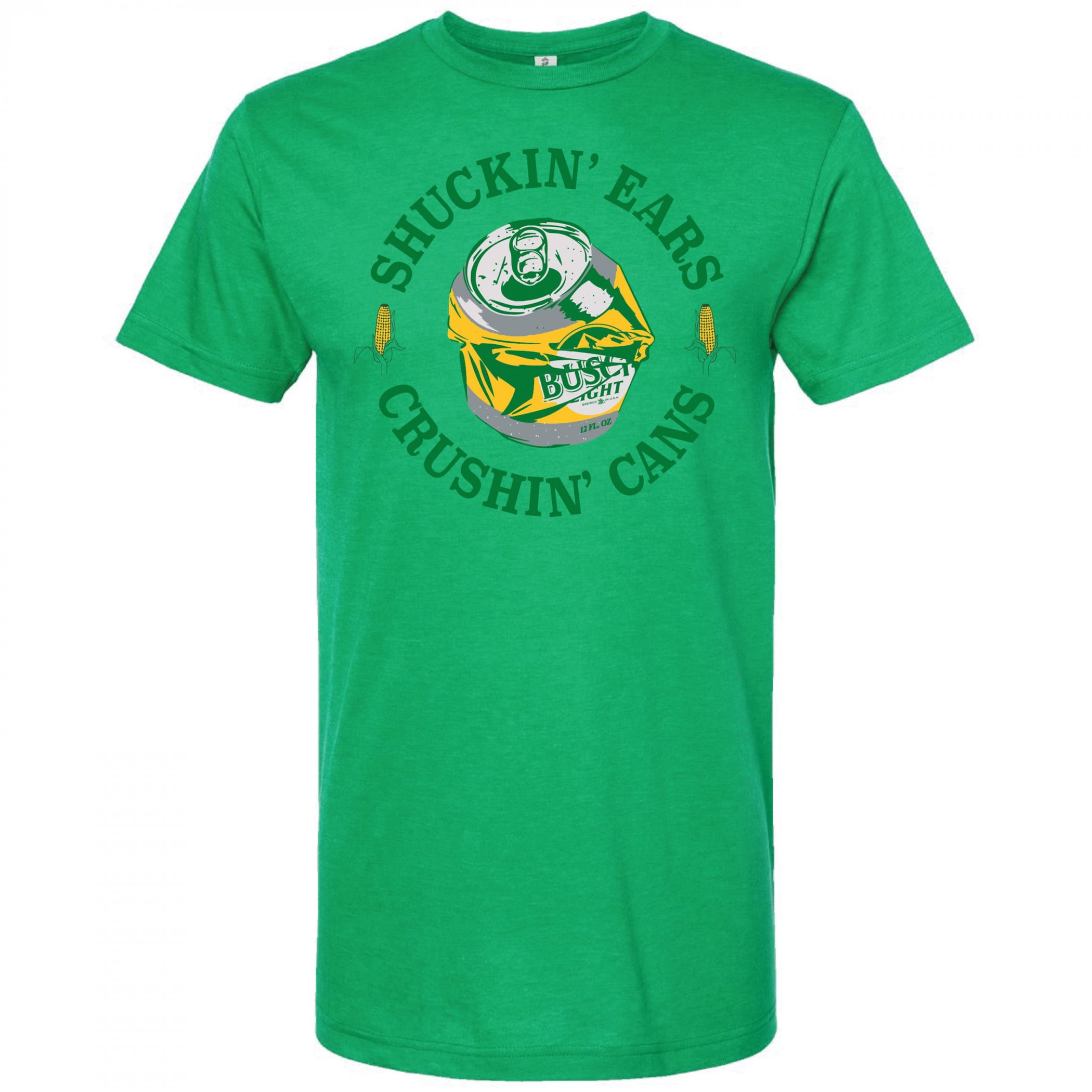Busch Light Shuckin Ears Crushin Cans Emblem T-Shirt, Green - Medium ...