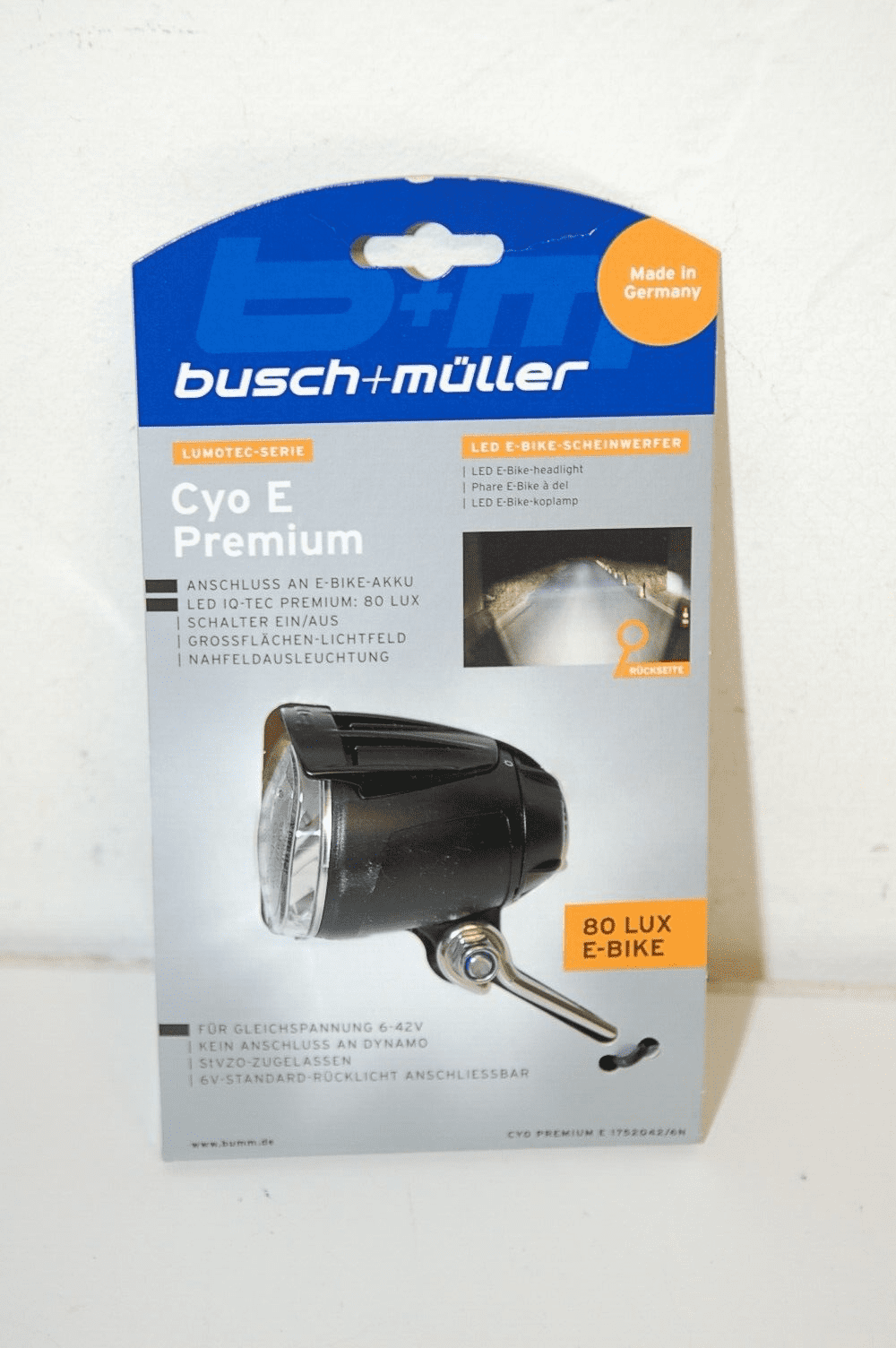Busch+Muller Cyo E Premium 80 LUX E-Bike LED E-Bike Headlight Front ...