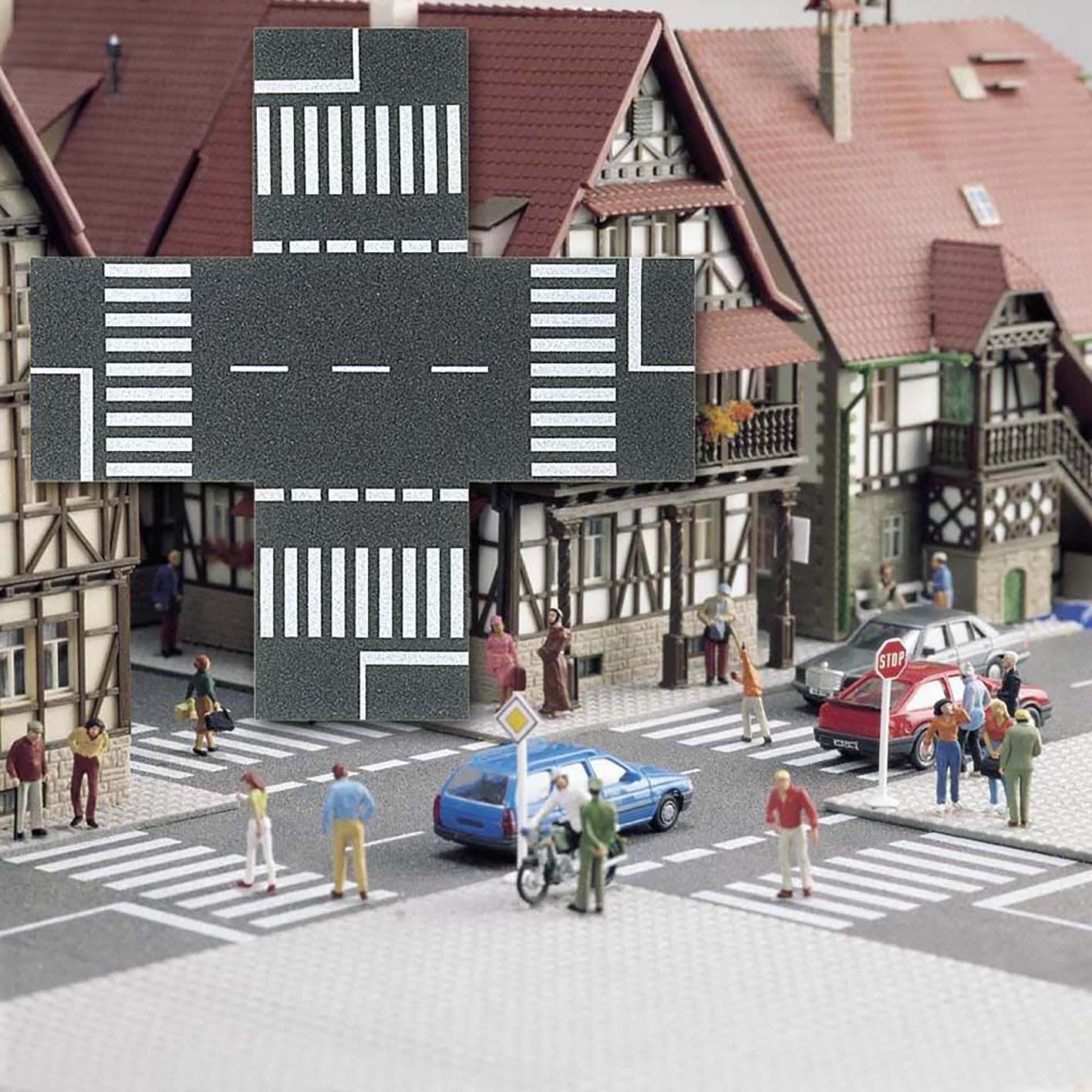 Busch N Scale Street/Roadway 4-Way Pedestrian Crossing Intersection ...