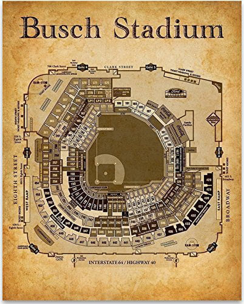 Busch Stadium Seating Chart Art Print - 11x14 Unframed Art Print ...