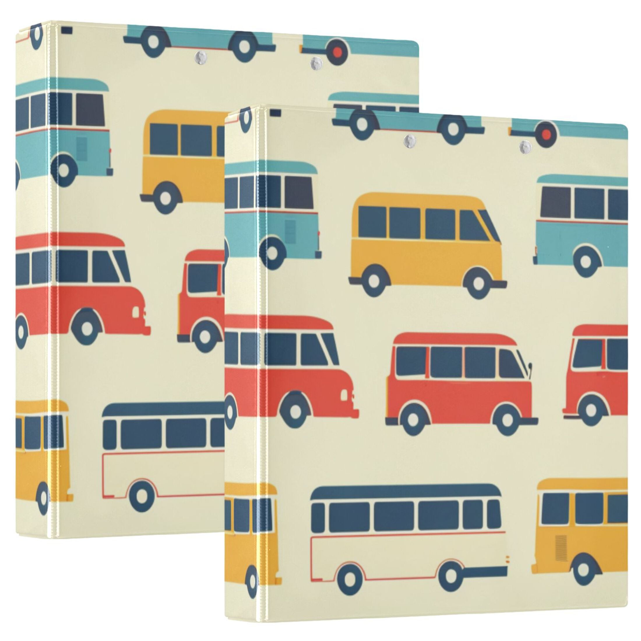 Buses Vehicle 3 Ring Binders 1.5 inch Hardcover File Folders with ...