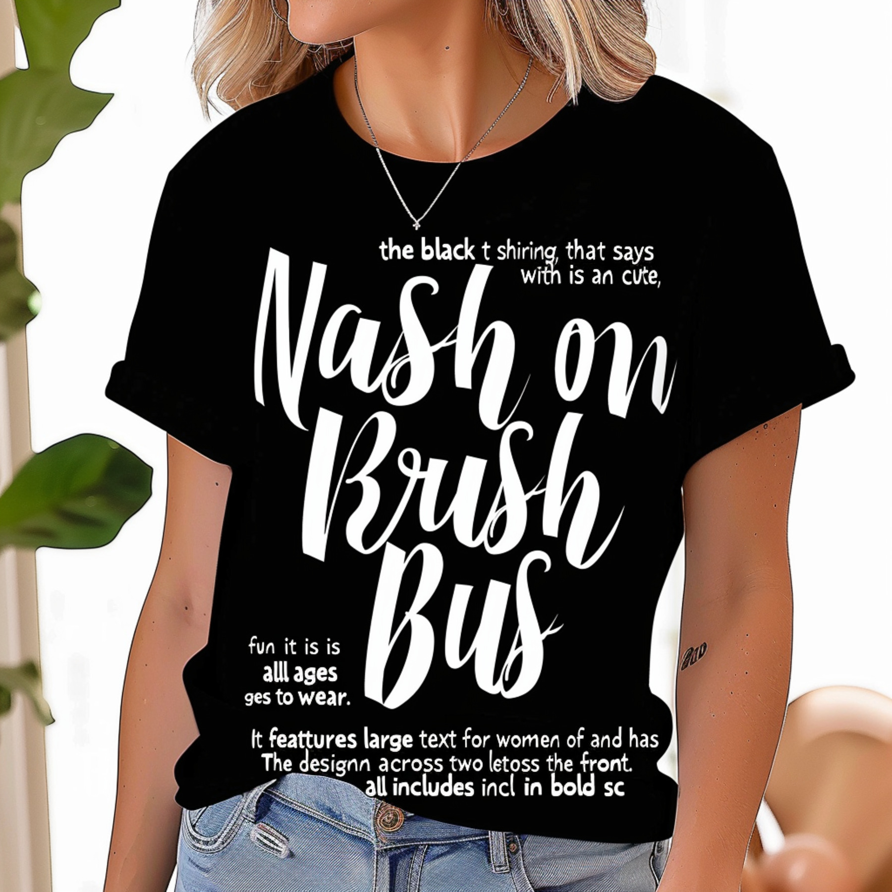 Bush Black TShirt with Stylish Cursive Lettering Fun & Chic Women's ...