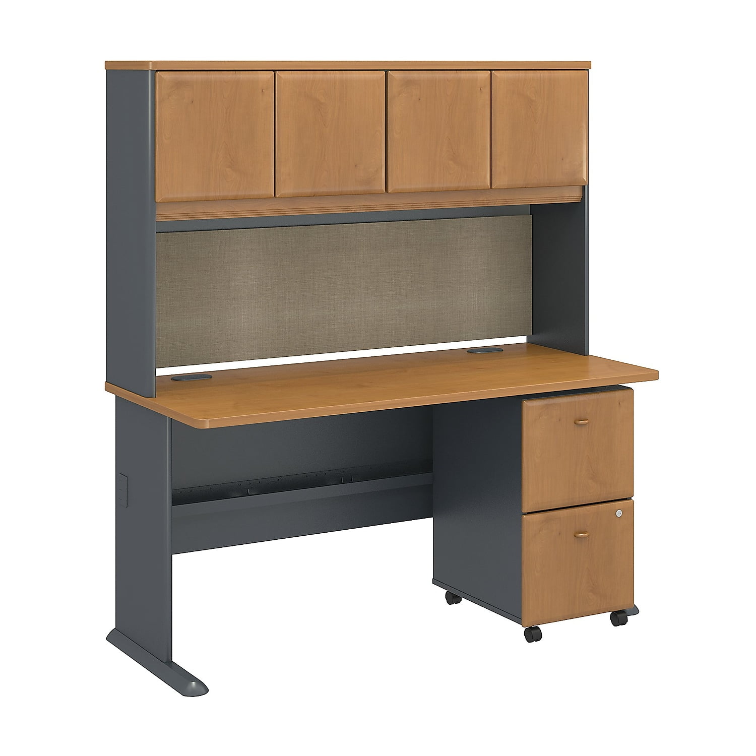Bush Business Furniture Cubix 60Wx27D Desk w/Hutch & 2 Drawer Mobile ...