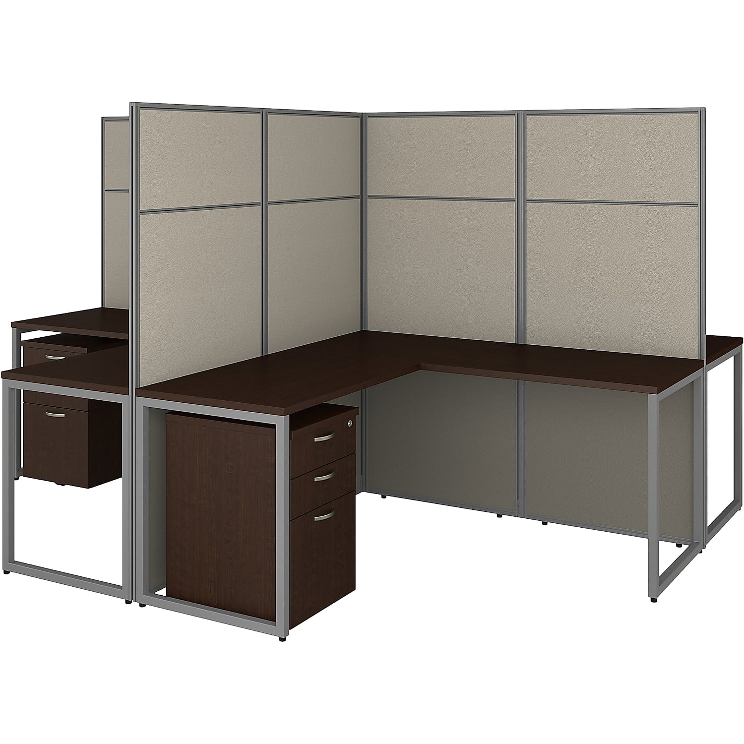 Bush Business Furniture Easy Office 60W 4 Person L Shaped Cubicle with ...