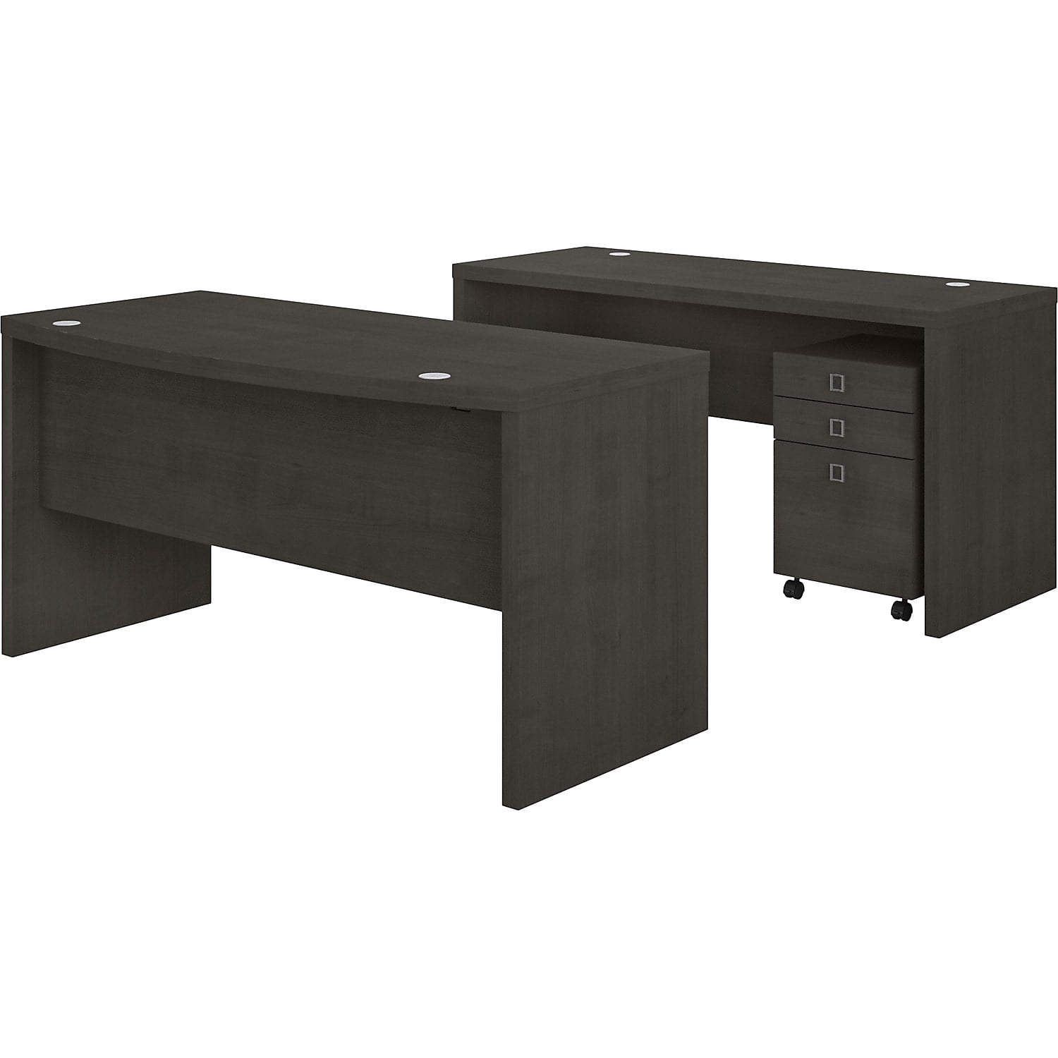 Bush Business Furniture Echo Bow Front Desk and Credenza w/ Drawers by ...