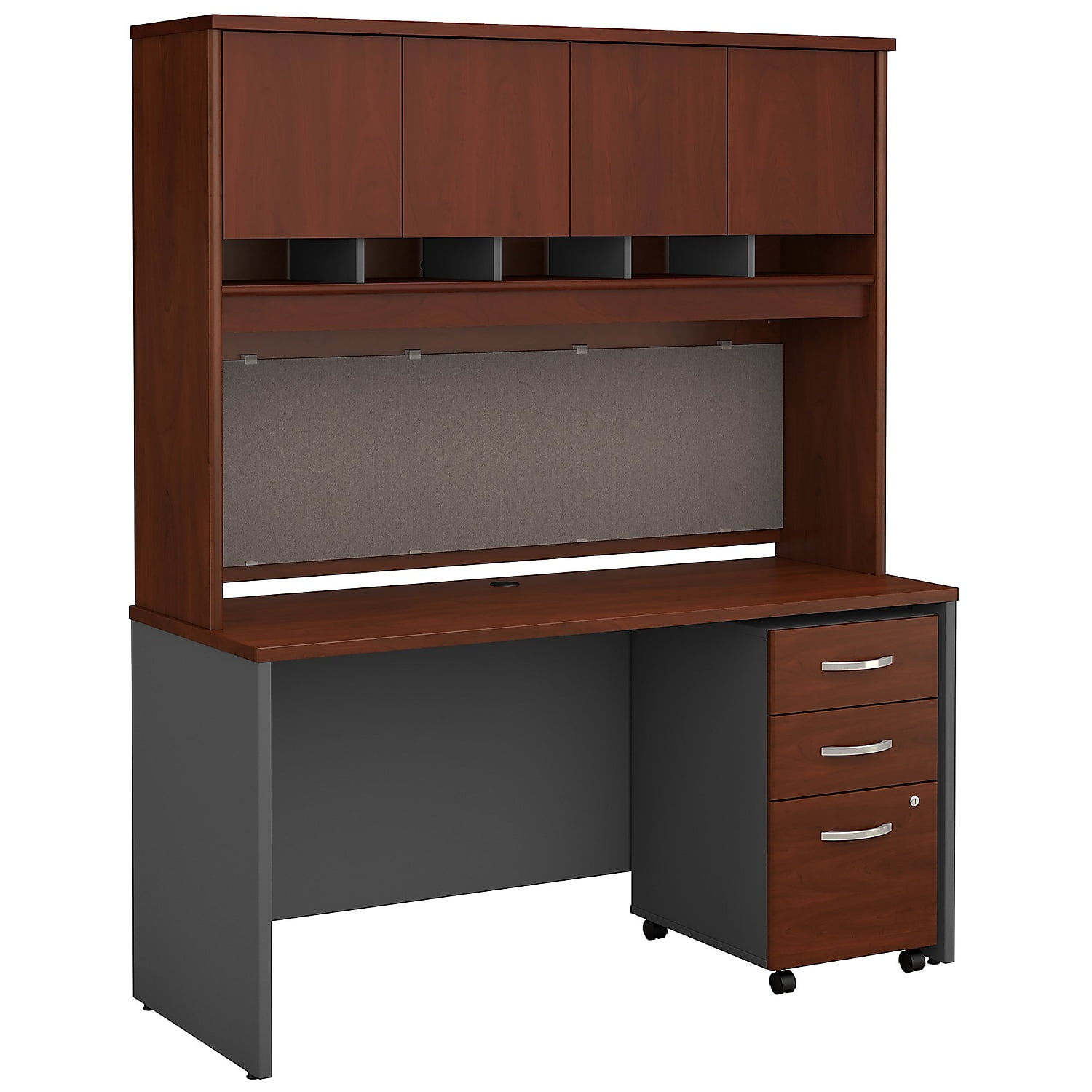 Bush Business Furniture Series C 60" 3 Drawer Credenza with Hutch ...