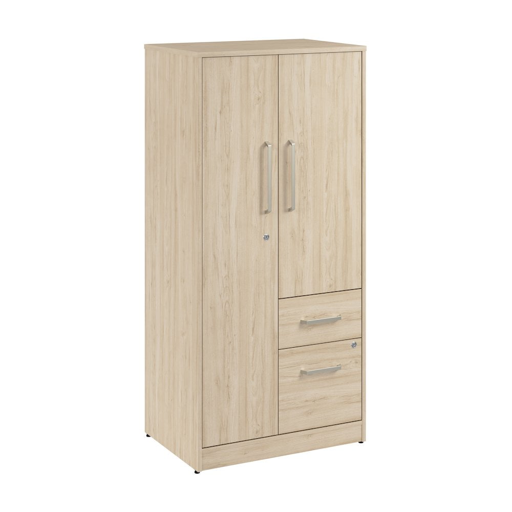 Bush Business Furniture Vista Wardrobe Cabinet with Drawers in Natural ...