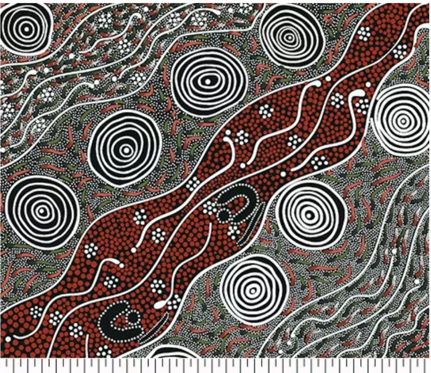 Bush Camp Red Australian Aboriginal MS Textiles Cotton by the yard ...