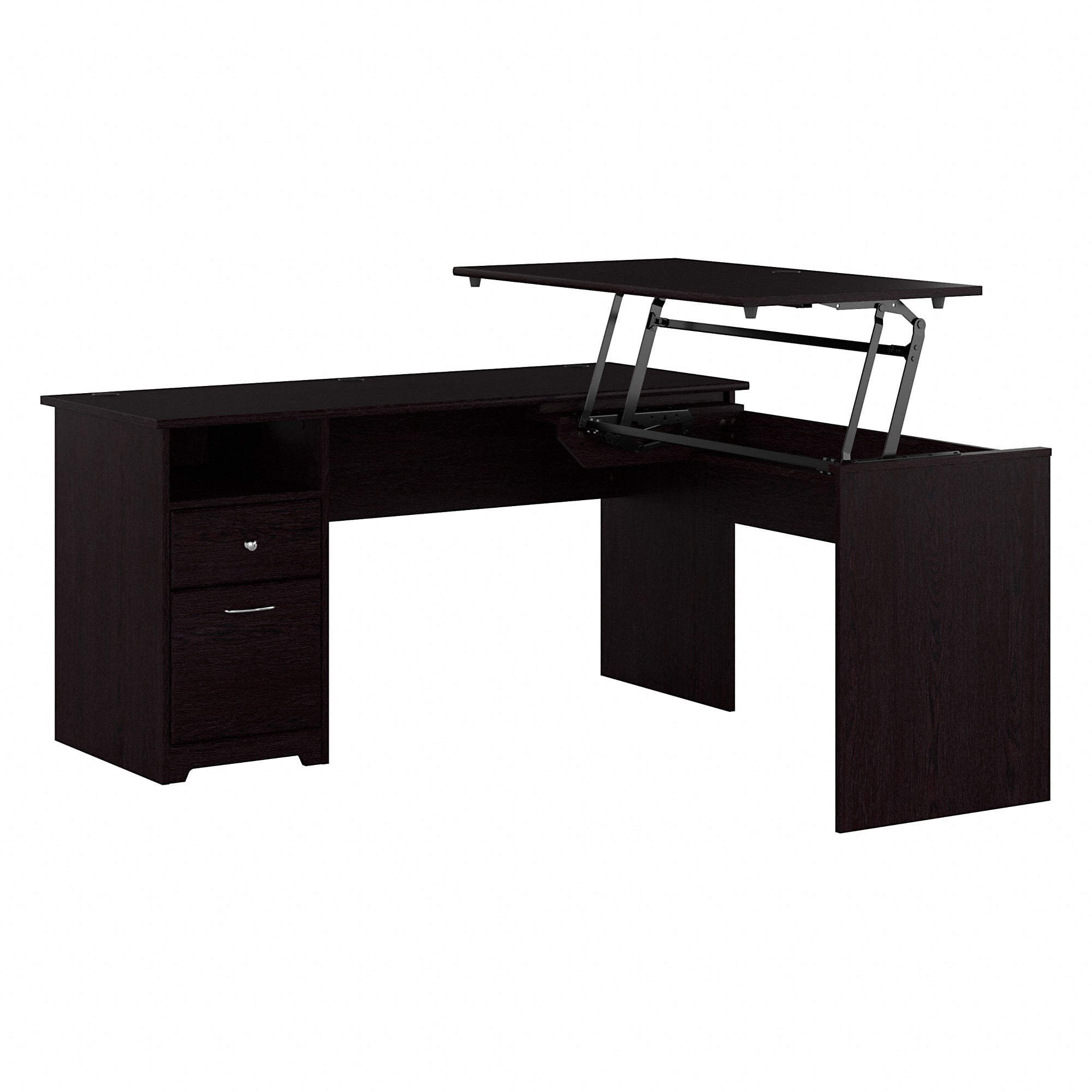 Bush Furniture Cabot 60" Sit to Stand L Desk, Espresso Oak - Walmart.com