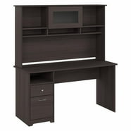 Bush Furniture 72W Computer Desk with Hutch and Drawers by White Pewter ...