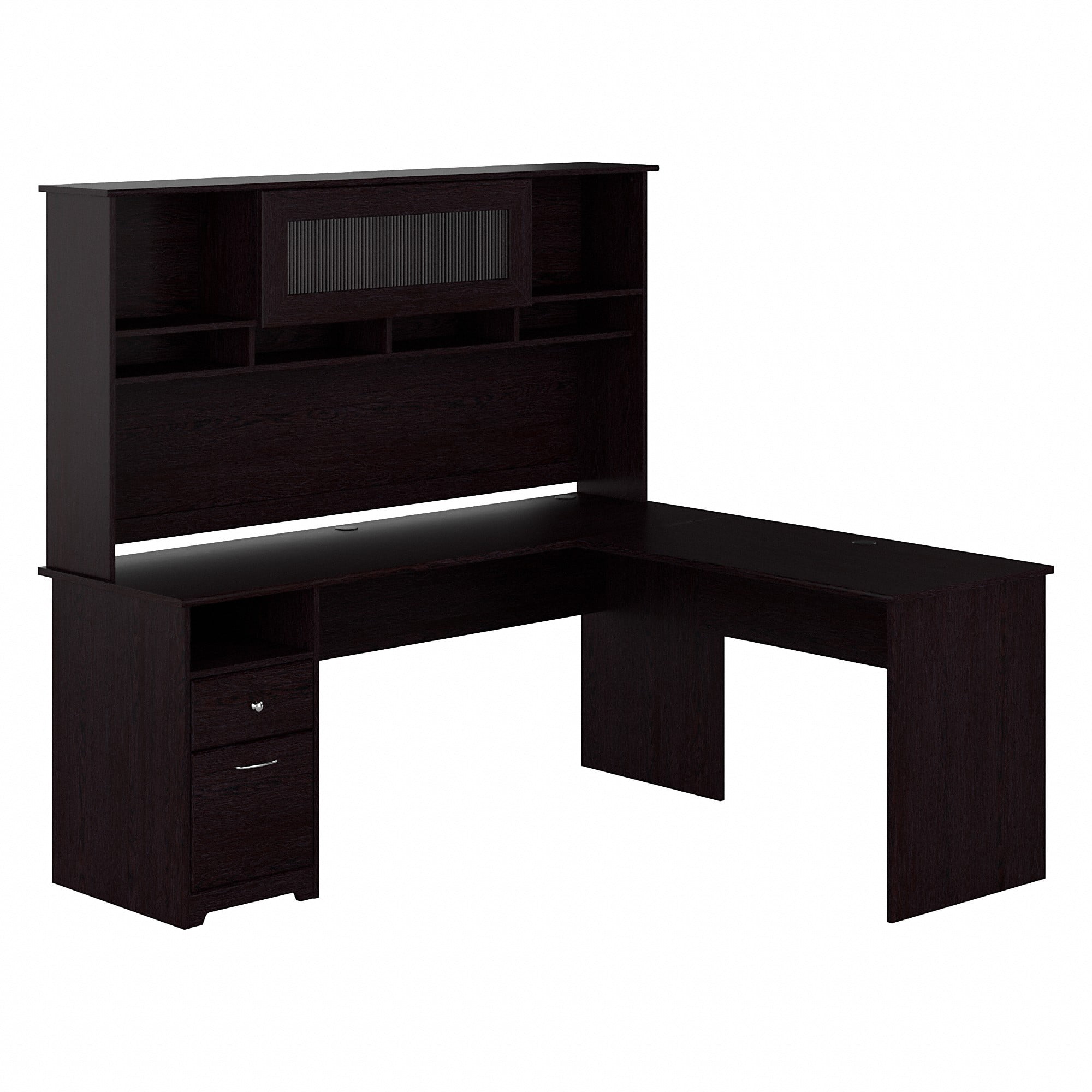 Bush Furniture Cabot 72" L Desk and Hutch with Storage, Espresso Oak ...