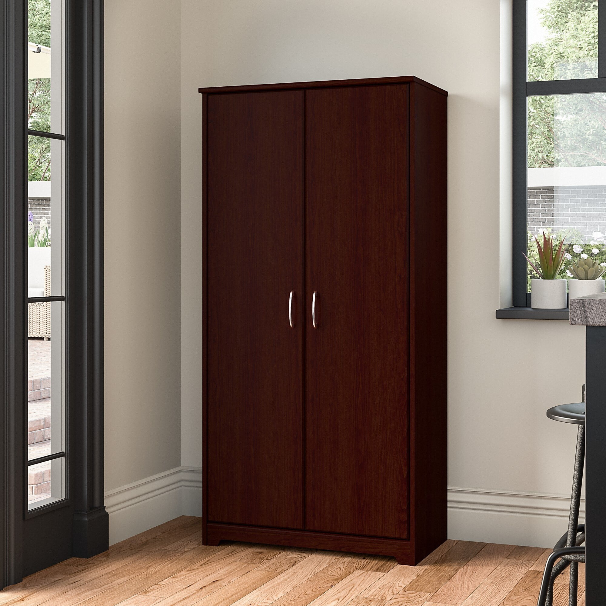 Bush Furniture Cabot Kitchen Pantry Cabinet in Harvest Cherry ...