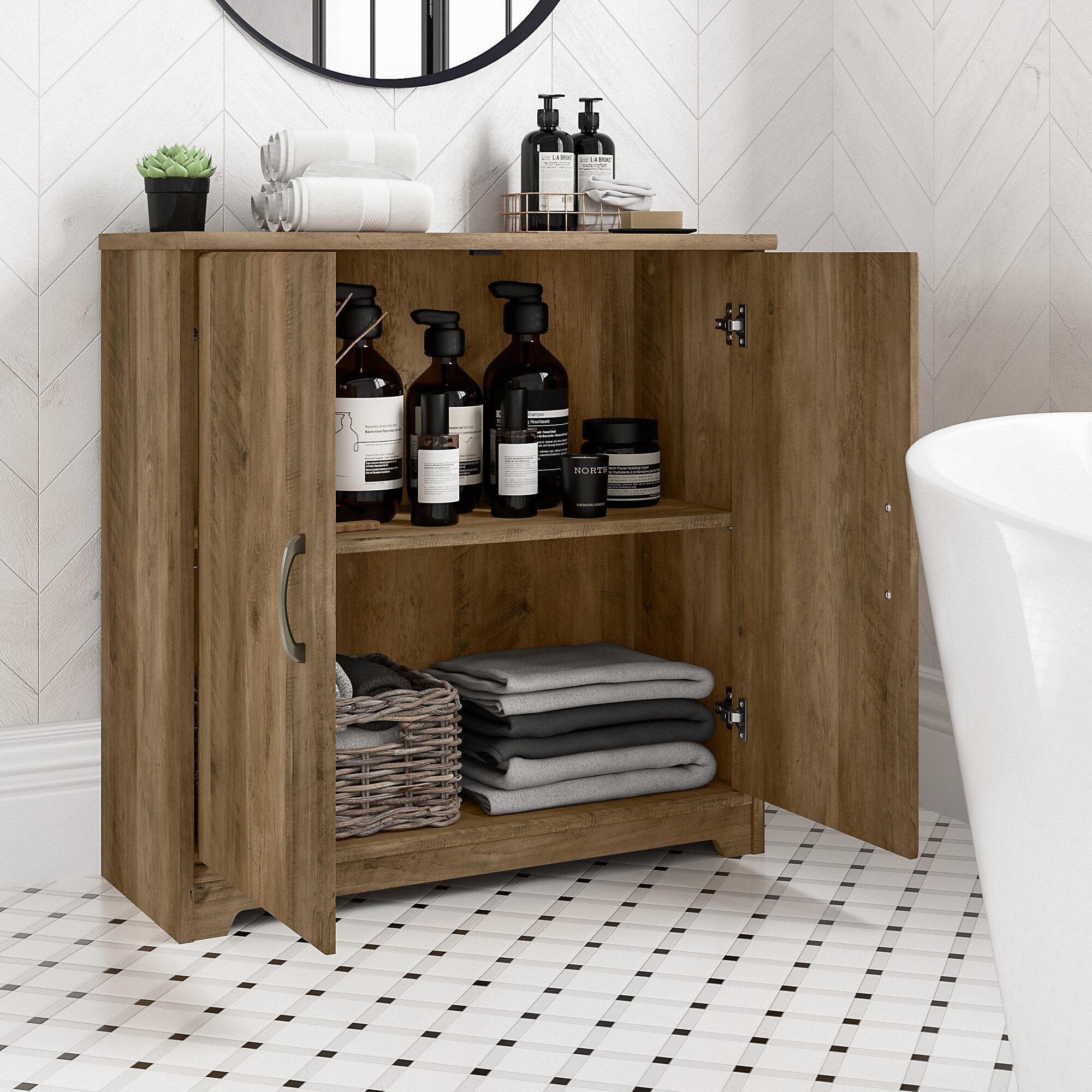 Bush Furniture Cabot Small Bathroom Cabinet in Reclaimed Pine ...