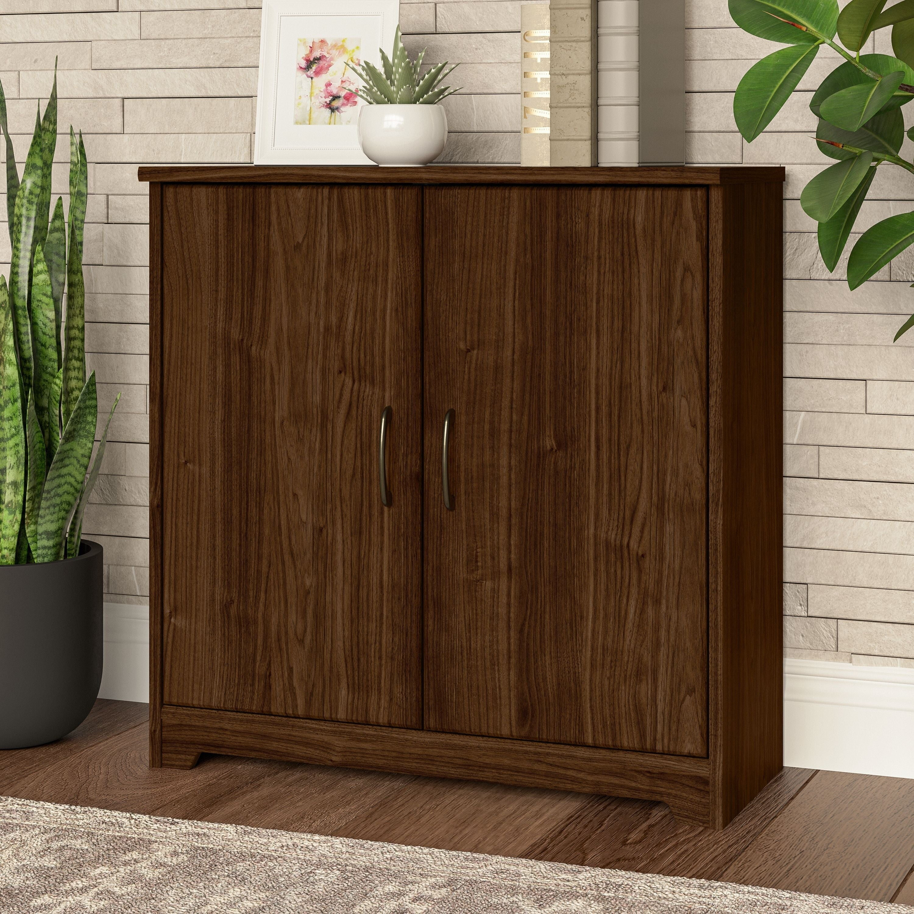 Bush Furniture Cabot Small Storage Cabinet in Modern Walnut ...