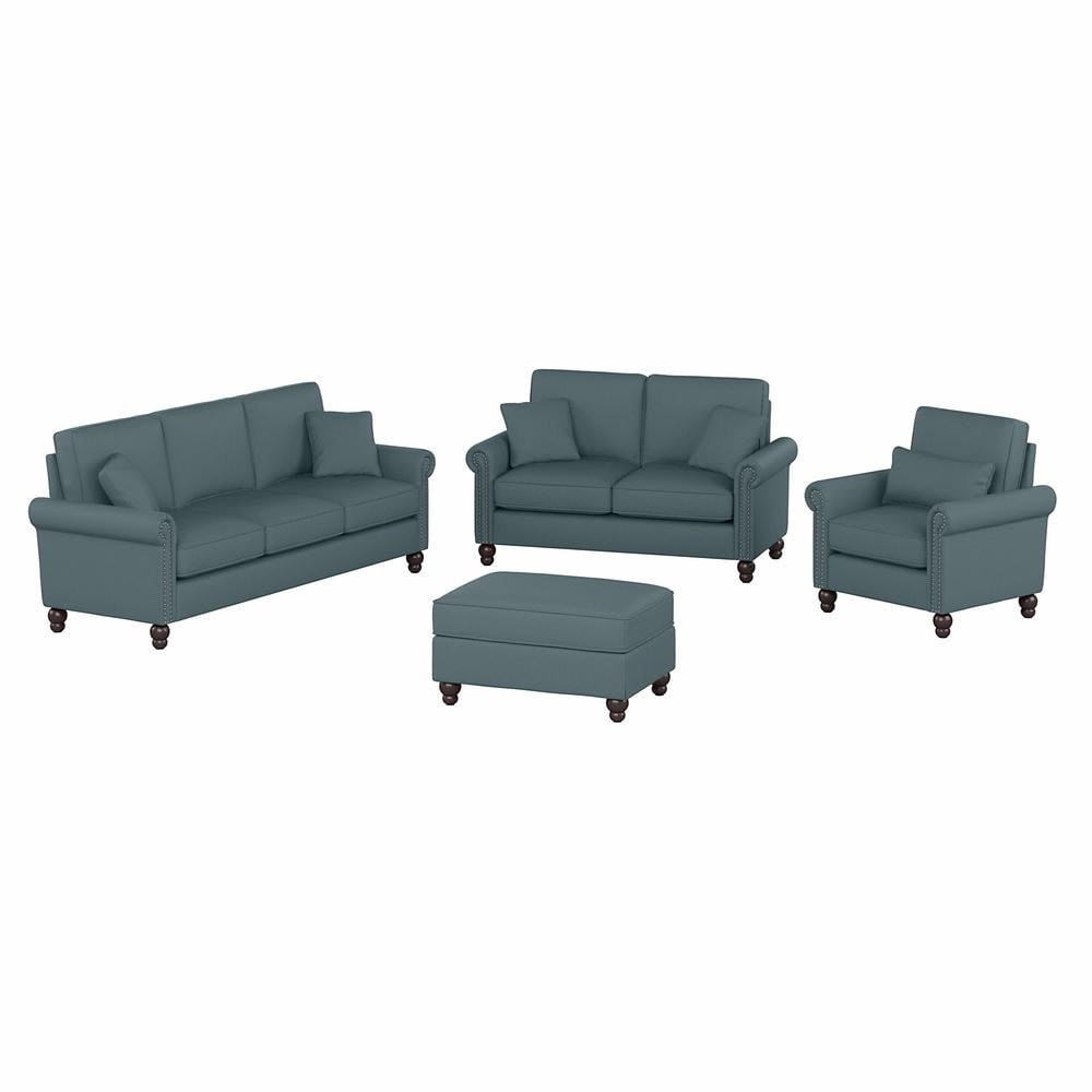 Bush Furniture Coventry 85W Sofa with Loveseat, Chair, and Ottoman by ...