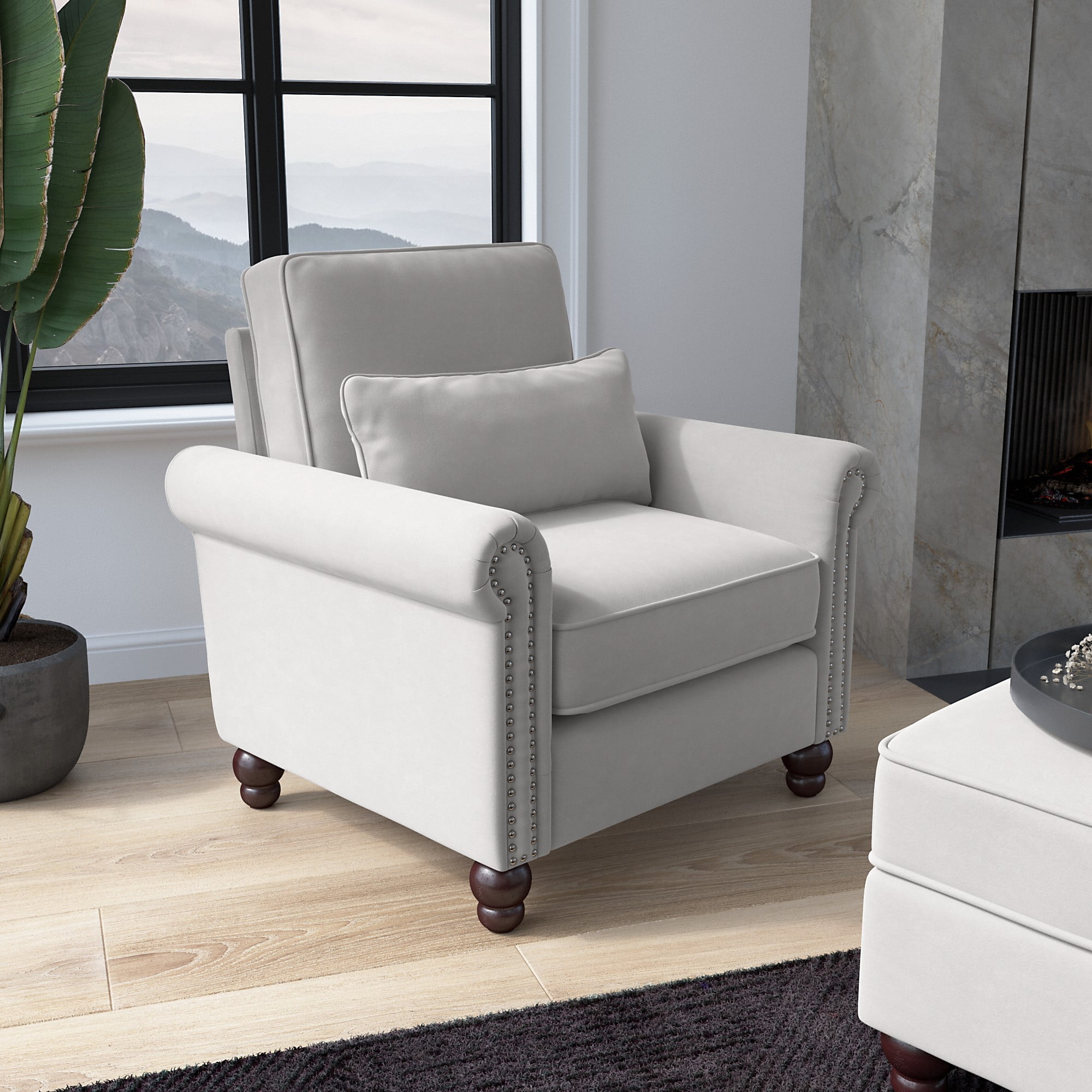 Bush Furniture Coventry Accent Chair with Arms in Light Gray Microsuede ...