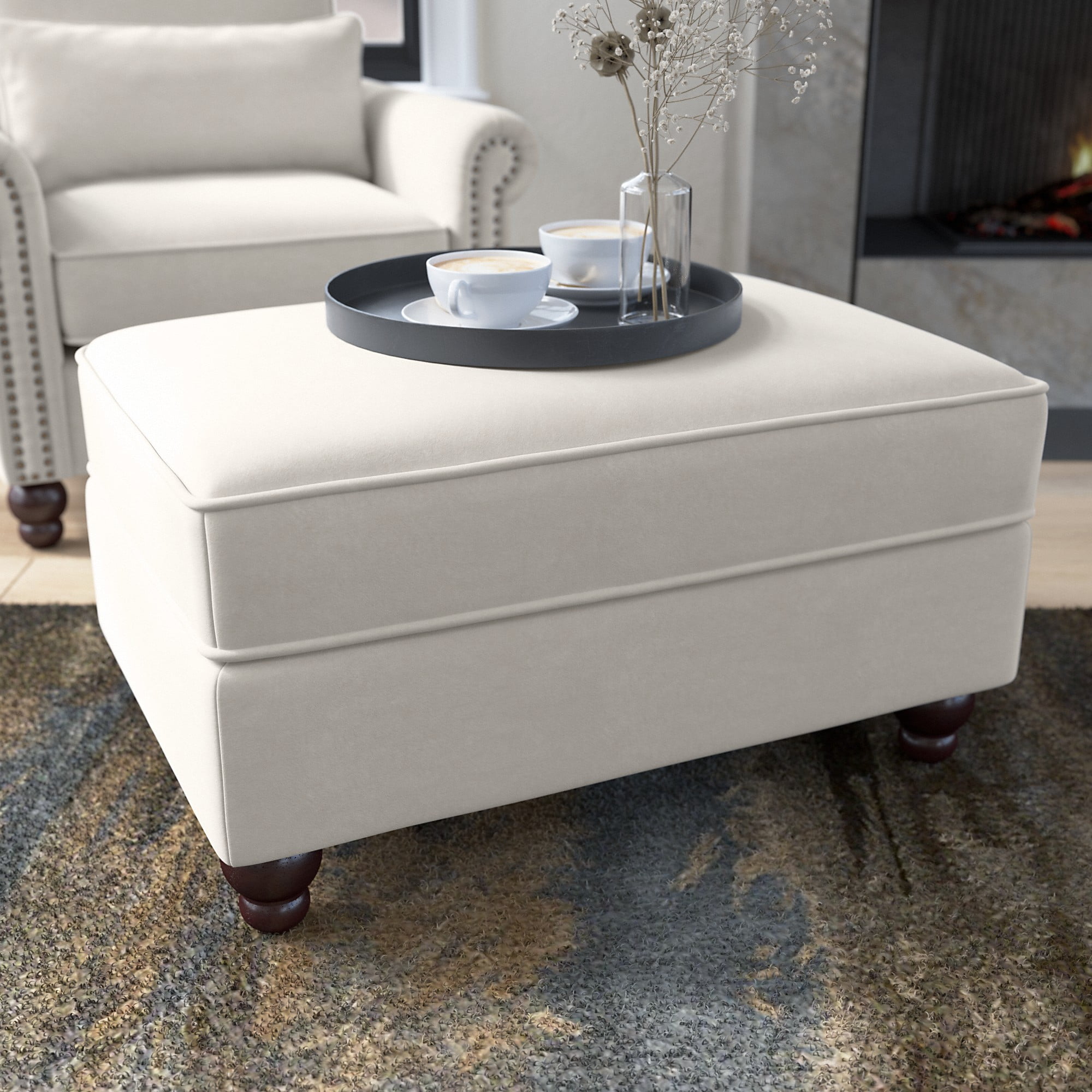 Bush Furniture Coventry Storage Ottoman in Light Beige Microsuede ...