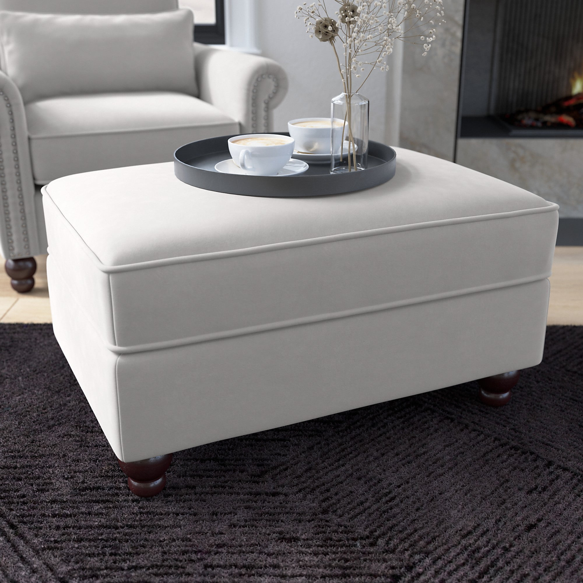 Bush Furniture Coventry Living Room Farmhouse Seating Storage Ottoman ...