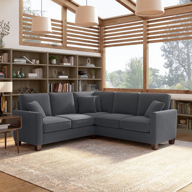 Bush Furniture Flare 87W L Shaped Sectional Couch by Dark Gray ...