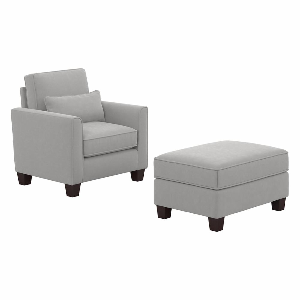 Bush Furniture Flare Accent Chair with Ottoman Set, Light Gray ...