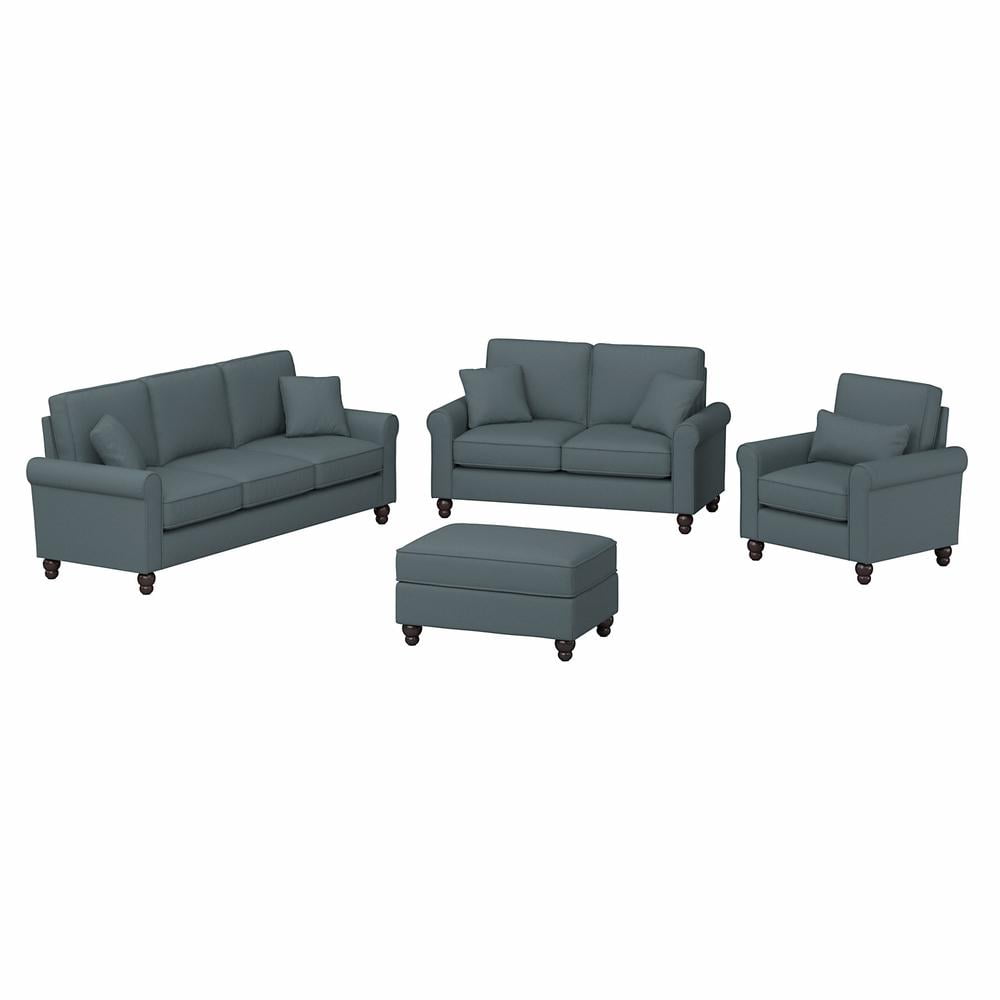 Bush Furniture Hudson 85W Sofa with Loveseat, Chair, and Ottoman by ...