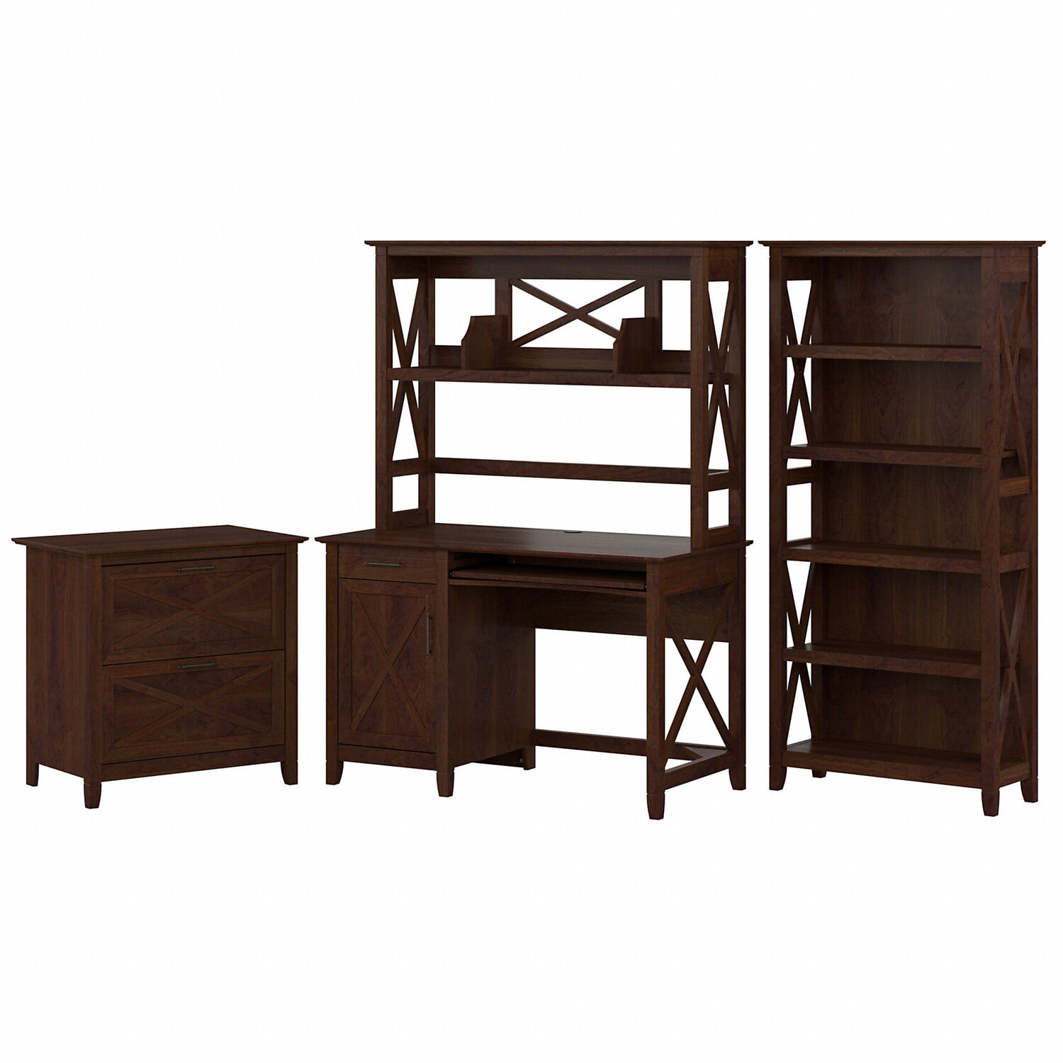 Bush Furniture Key West 48W Small Computer Desk with Hutch, Bookcase ...